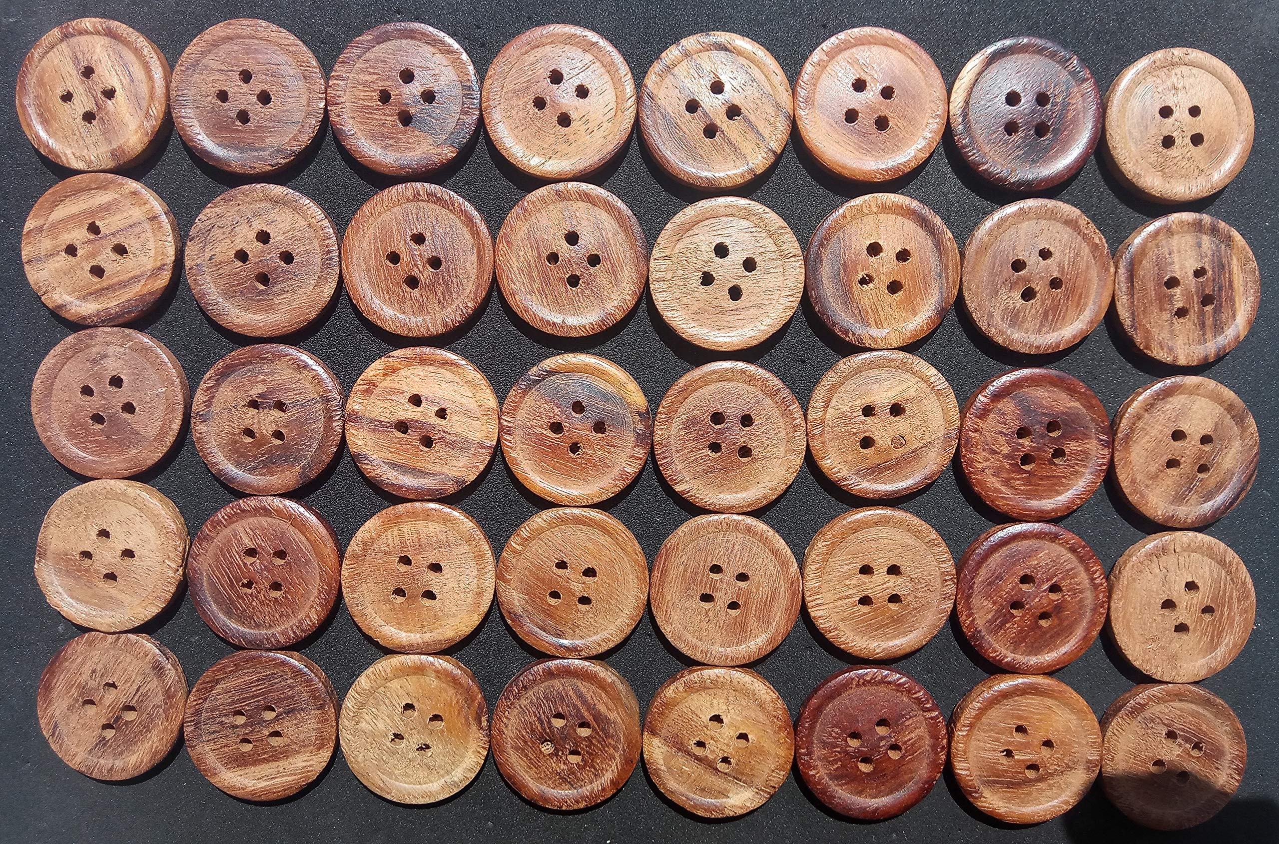 Bhavya Enterprises Wooden Round Big Size Buttons with 4 Holes (Size 1 ...