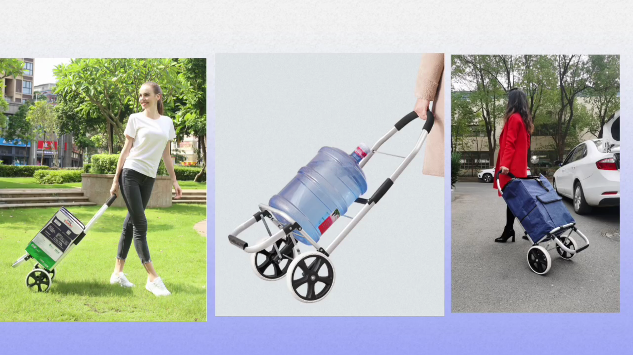Watch Lightweight Foldable Trolley, Shopping Cart with big wheel on ...