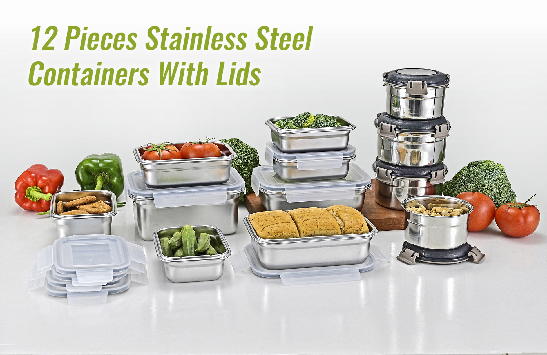Watch Cykorxicc 24pcs Food Storage Containers Stainless Steel on Amazon ...