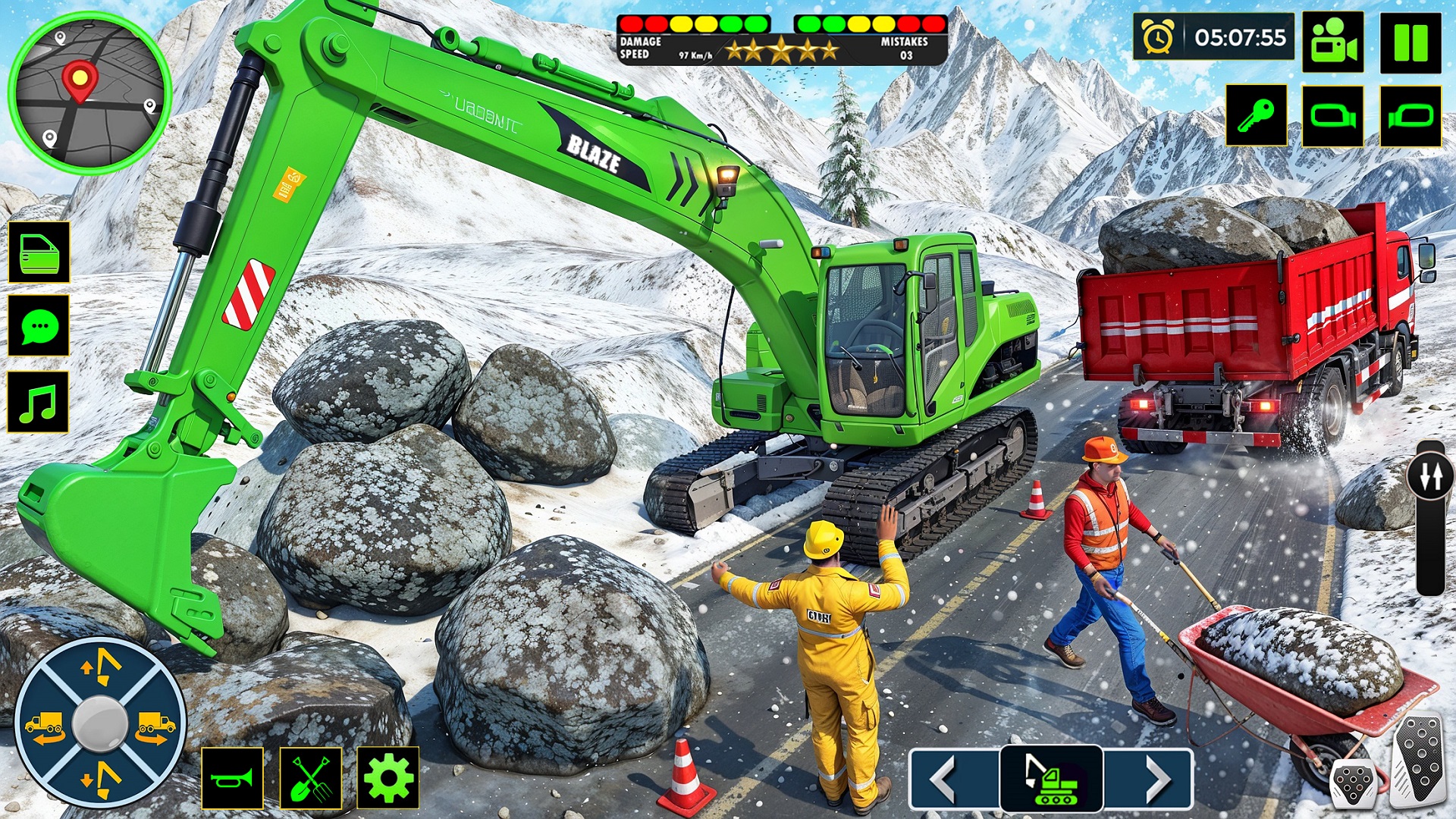 Snow Excavator Crane Simulator City Construction Bulldozer Plow Games ...
