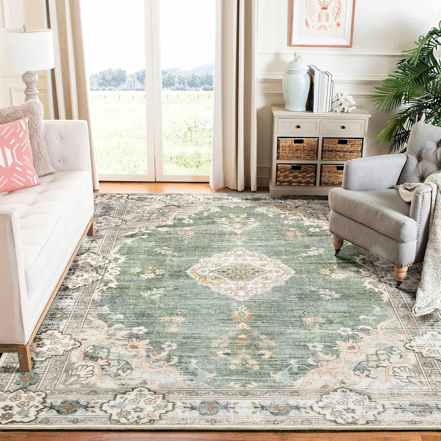 Amazon.com: MUJOO Green Rug 6'x9' Area Rugs for Living Room Washable ...