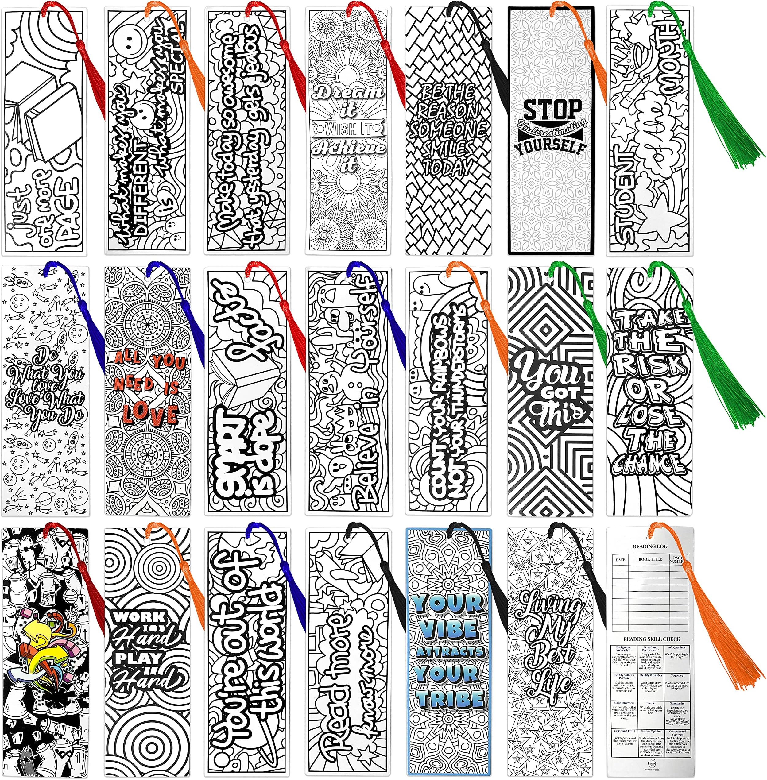 Amazon.com: Color Your Own Bookmarks DIY Bookmarks Coloring Blank Paper ...