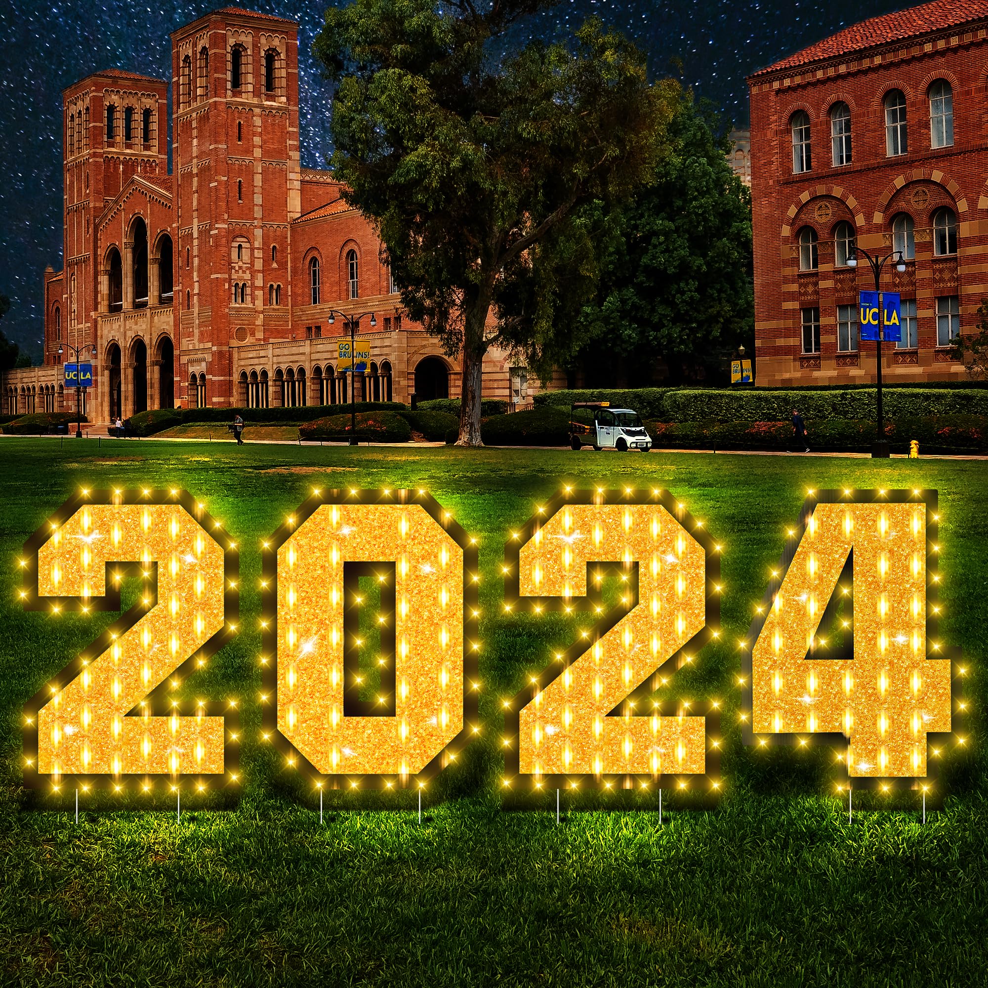 Hiboom Graduation Yard Signs Class of 2024 with LED Light, 8 Modes ...