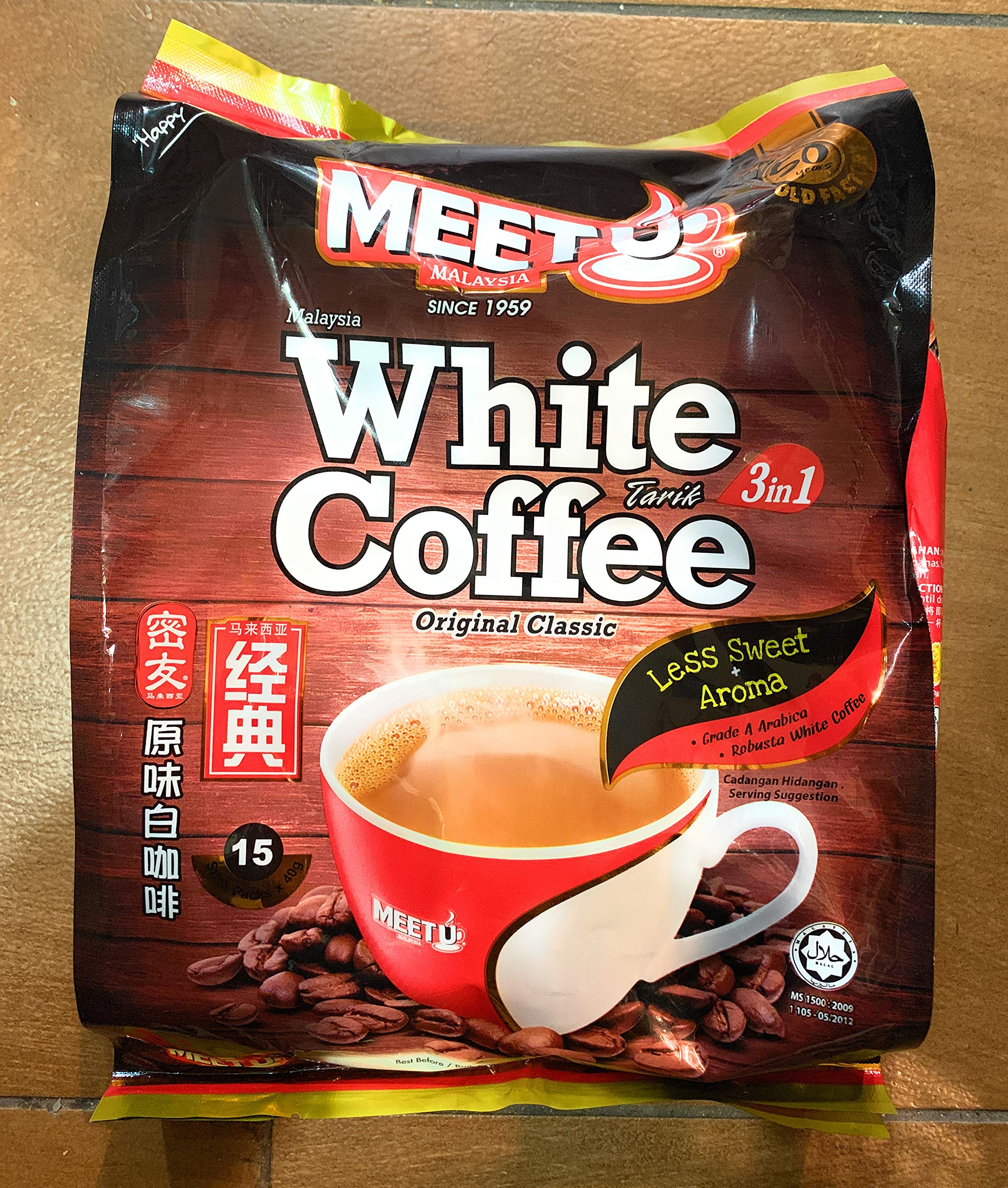 Amazon.com : Meet U White Coffee (Original Classic) 3 in 1 15 sticks x ...