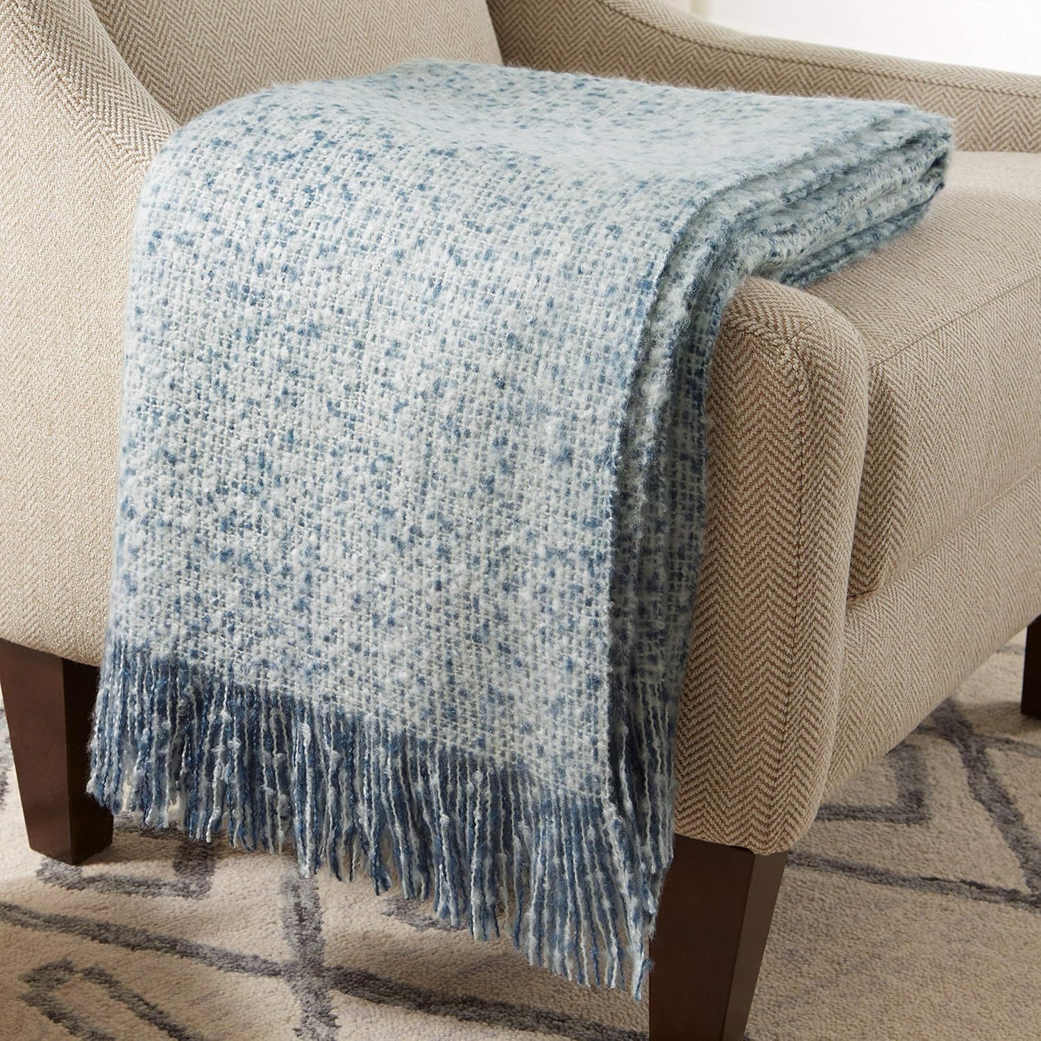 Stone & Beam Oversized Stripe Brushed Weave Throw Blanket, 60" x 80 ...