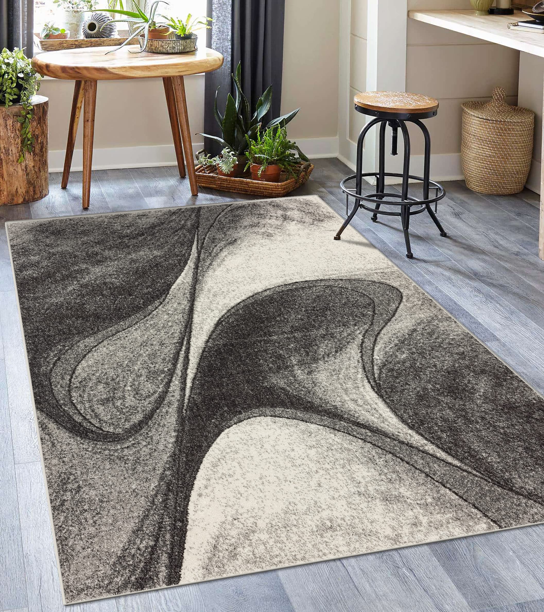 Amazon.com: LUXE WEAVERS Spiral Abstract Gray 8x10 Area Rug : Home ...