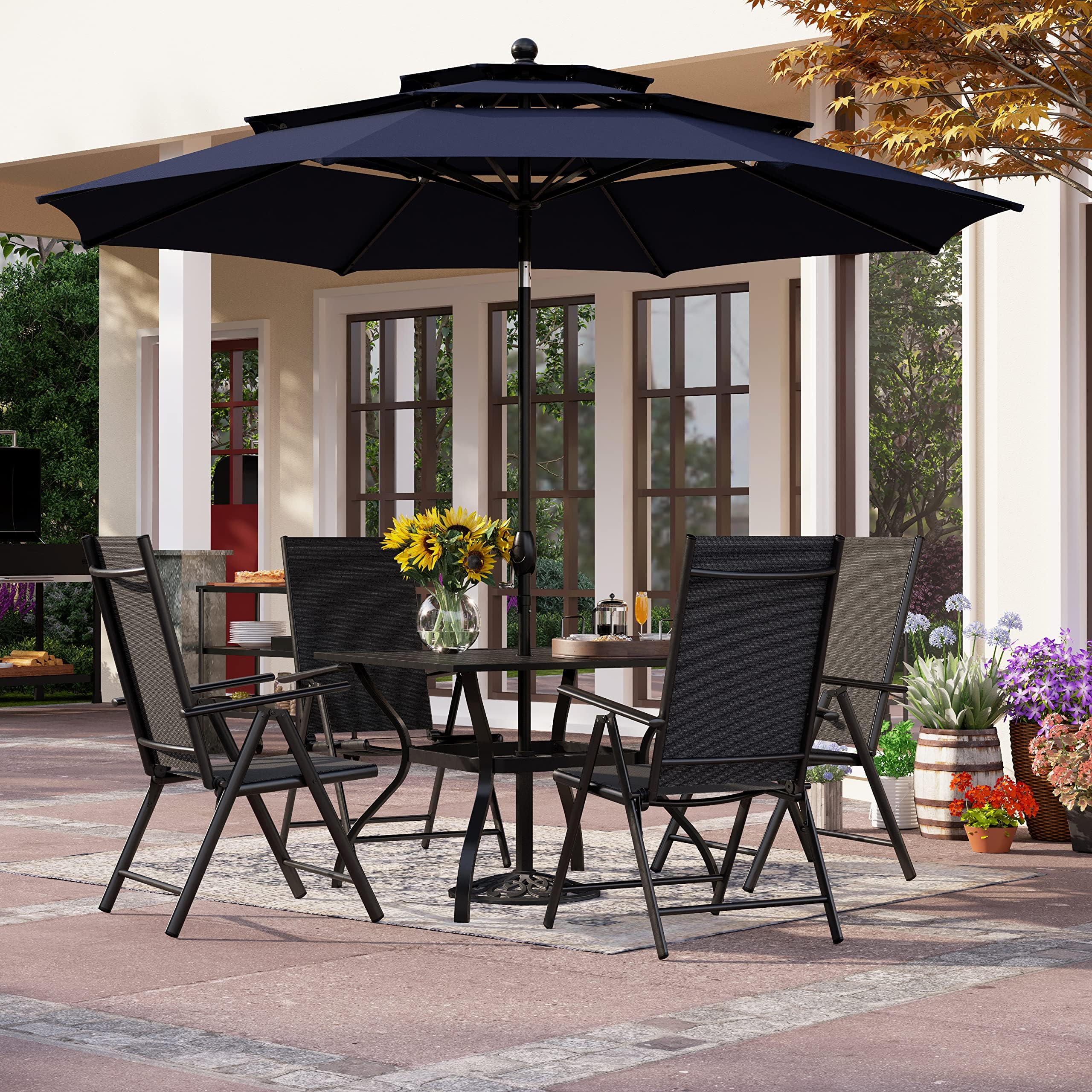 Amazon.com: Merax 5-Piece Outdoor Patio PE Wicker Counter Height Dining ...