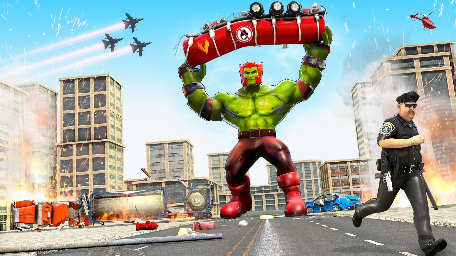 US Monster Superhero Green Fight ; Incredible City Monster City Battle ...