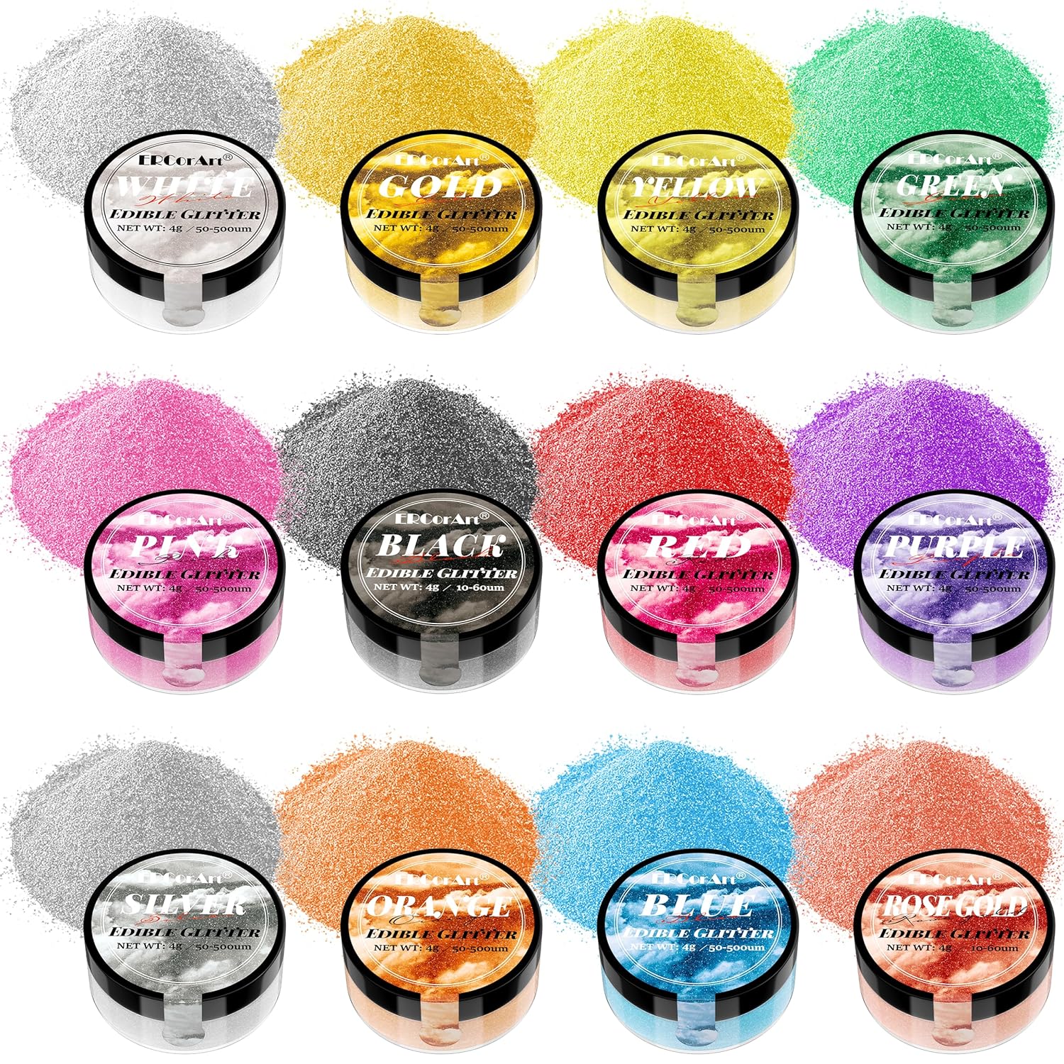 Amazon.com : Edible Glitter for Drinks - 12 Colors Luster Dust Edible ...