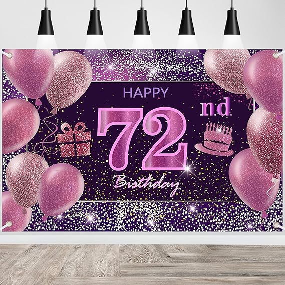 Amazon.com: 72nd Birthday Decorations for Girls IMISI Happy Birthday Banner Pink Decorations for ...