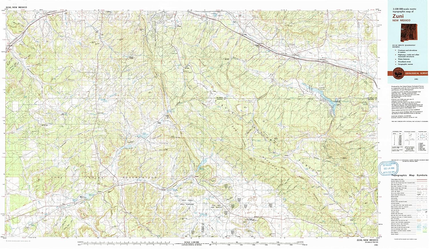 Amazon.com : YellowMaps Zuni NM topo map, 1:100000 Scale, 30 X 60 ...