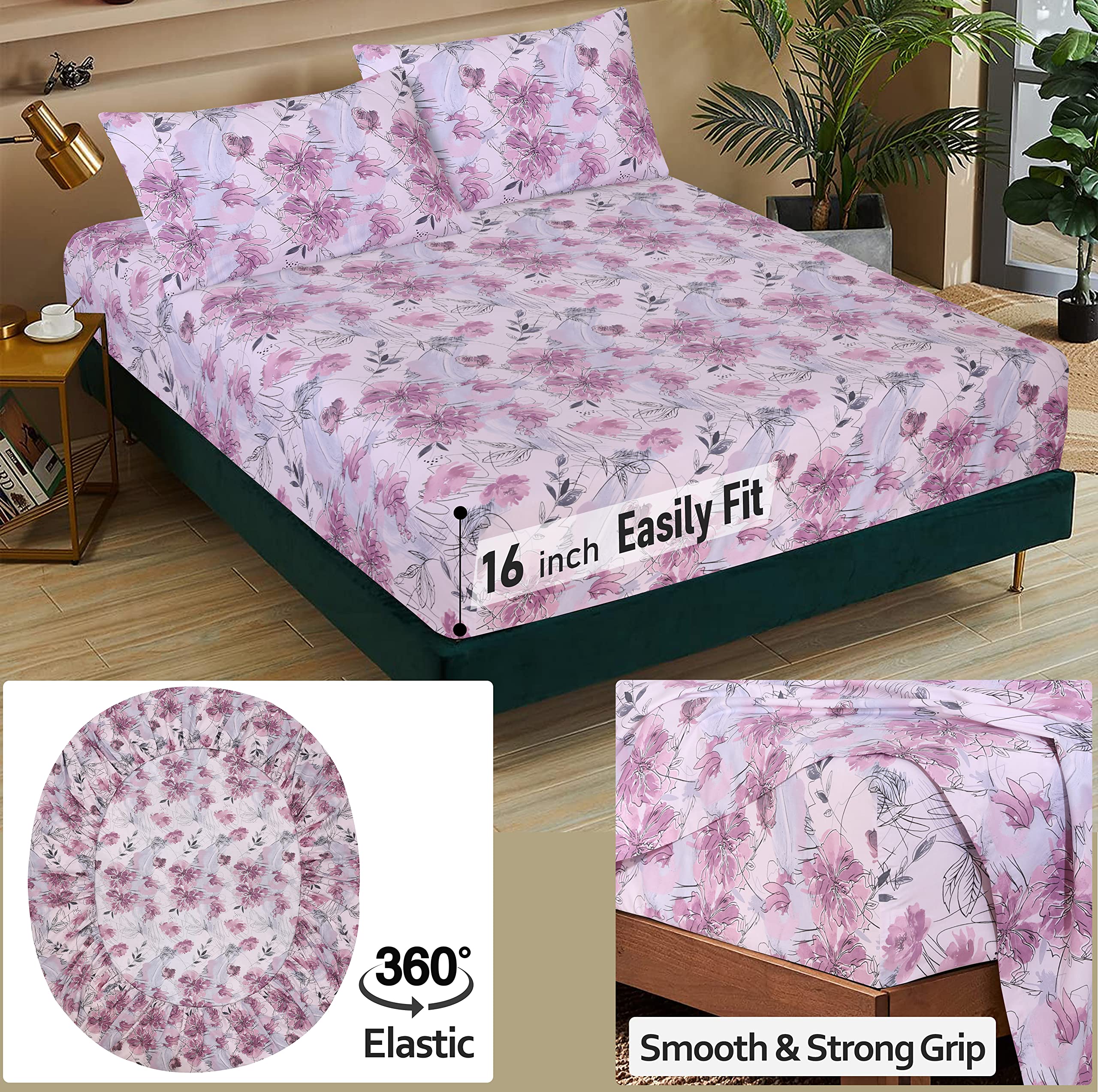 RUVANTI 100% Cotton Sheets for King Size Bed - Crispy Cooling Percale ...