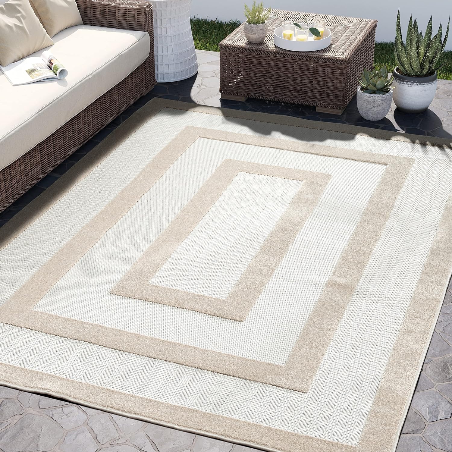 Amazon.com: Abani Area Rugs - Modern Minimalist Pattern - Cream Rug for Living Room, Bedroom ...