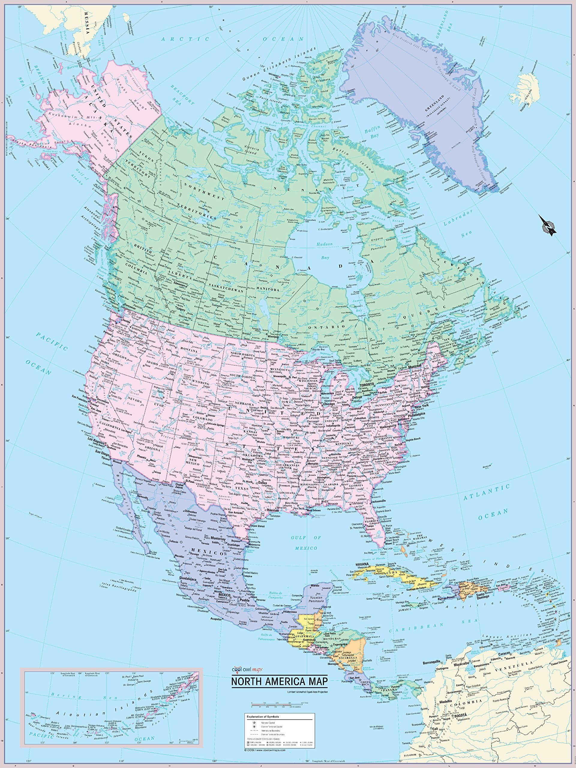 Amazon.com : Teacher Created Resources North America Map Chart, Multi ...