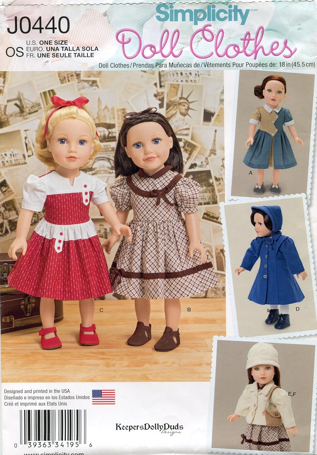 Amazon.com: Simplicity Pattern J0440 Clothes for 18-Inch Dolls : Arts ...