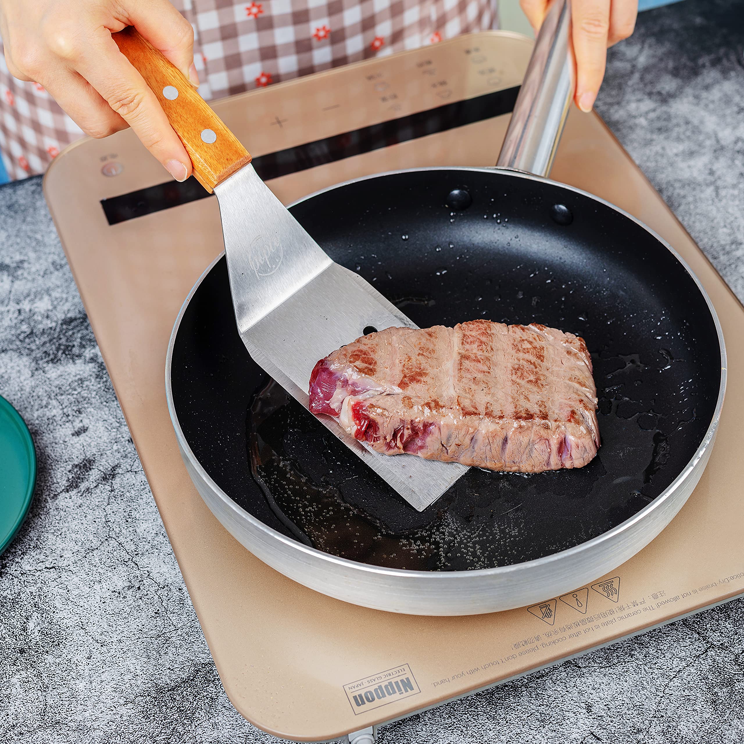 Snapklik.com : Set Of 2 Wood Handle Heavy Duty Stainless Steel ...