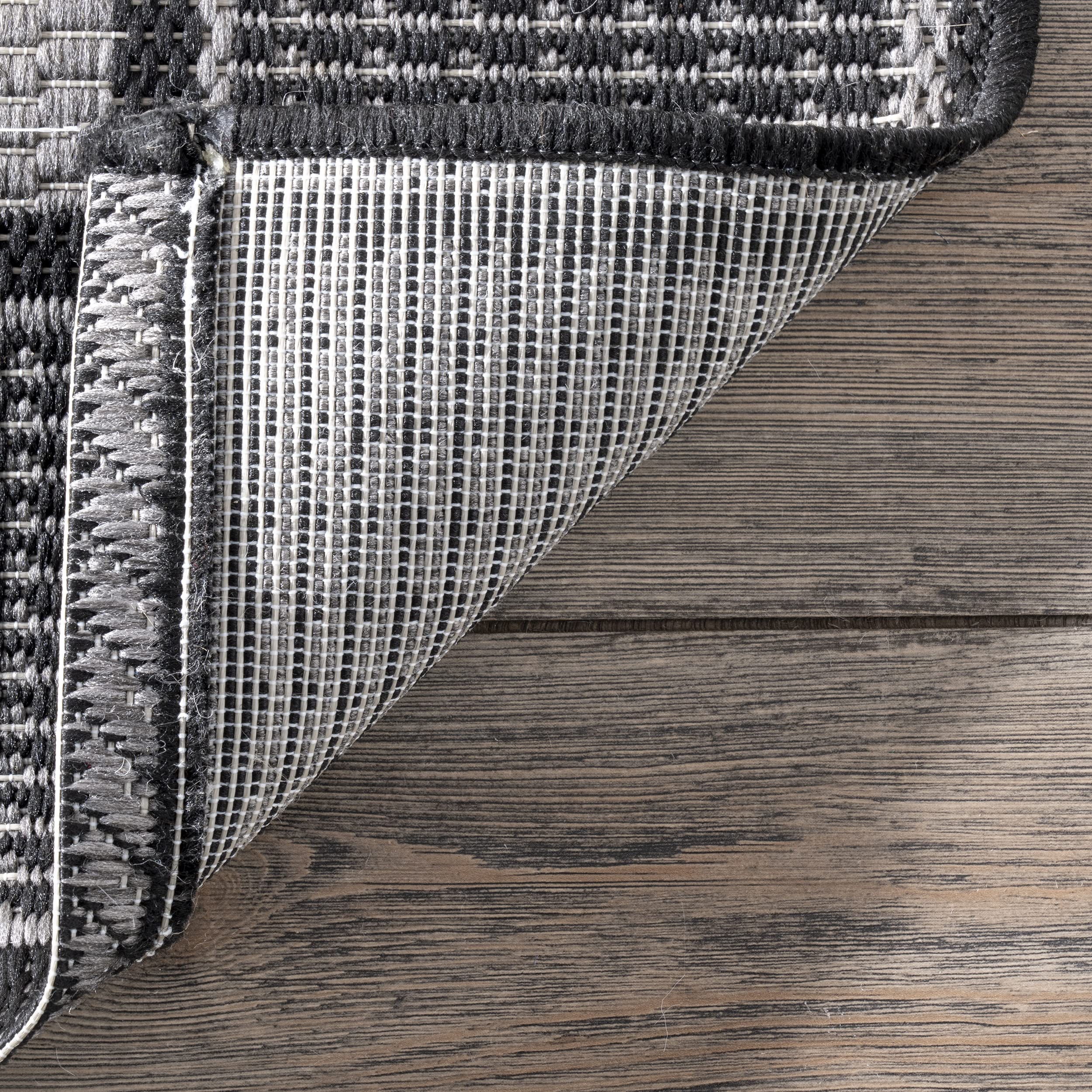 nuLOOM Gris Border Indoor/Outdoor Accent Rug, 3' x 4', Grey