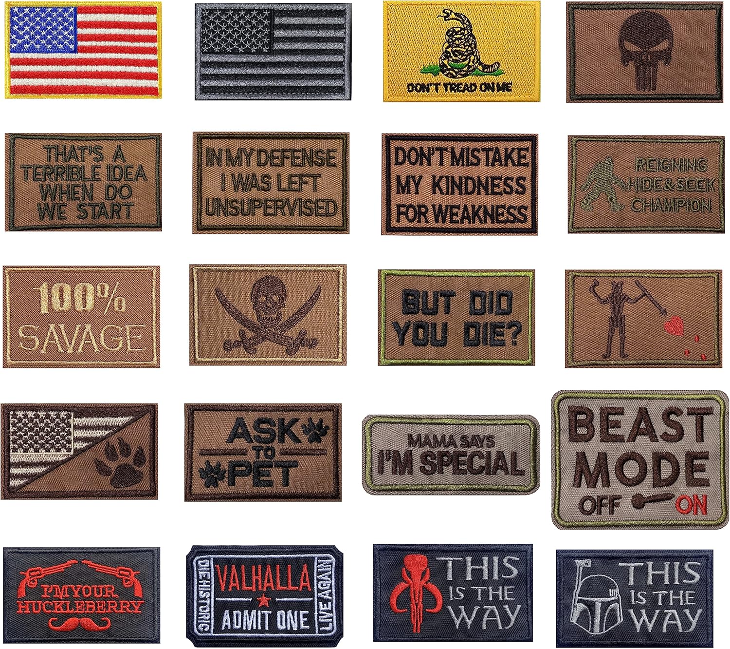 Amazon.com: YLY Tactical Morale Embroidered Patch - 20pcs Military Funny Slogan Hook and Loop ...