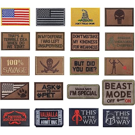Amazon.com: YLY Tactical Morale Embroidery Patches - 20pcs Embroidered Military Funny Word Hook ...