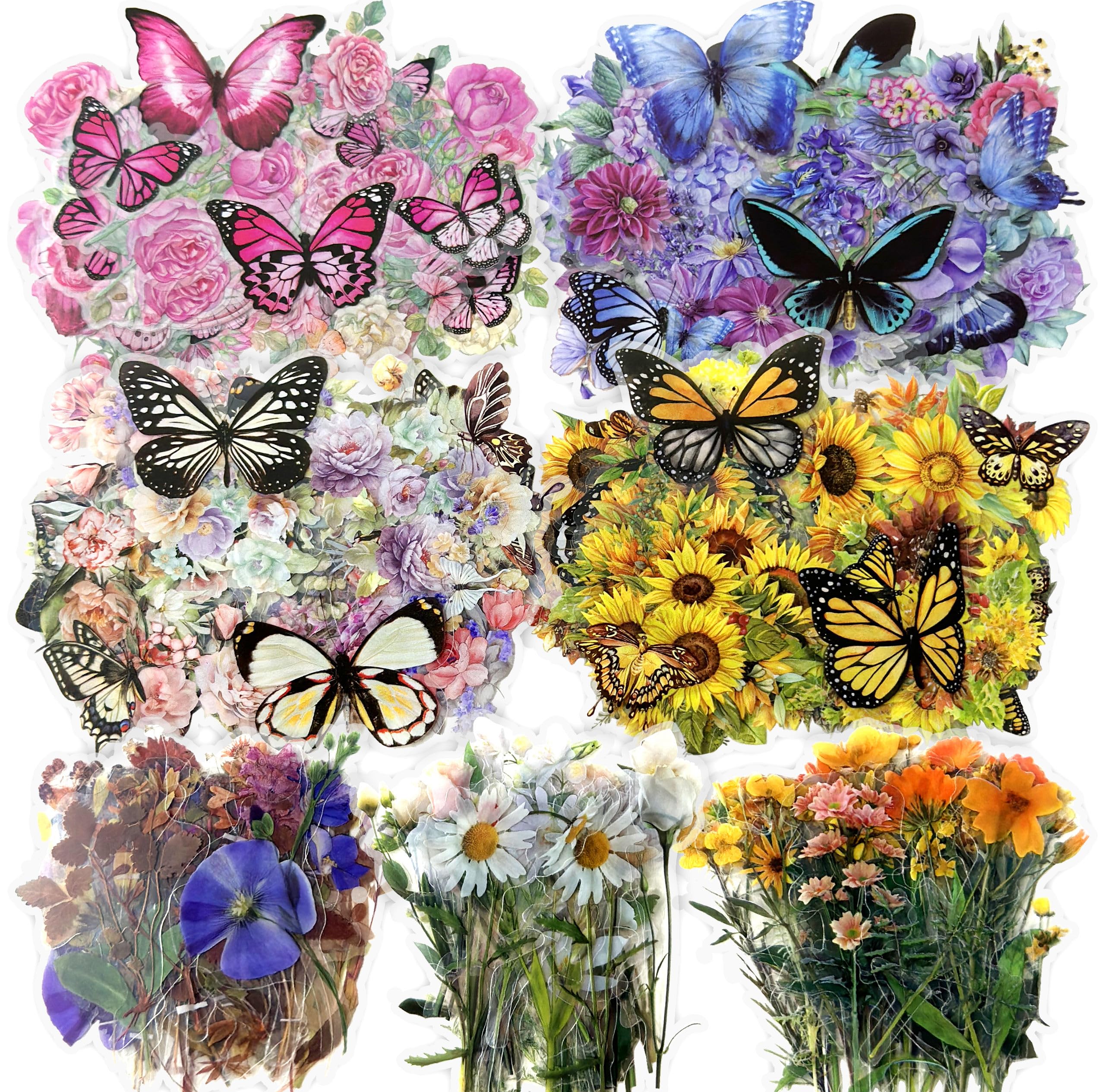 Amazon.com: QKilisy 320Pcs Transparent Flower and Butterfly Stickers ...
