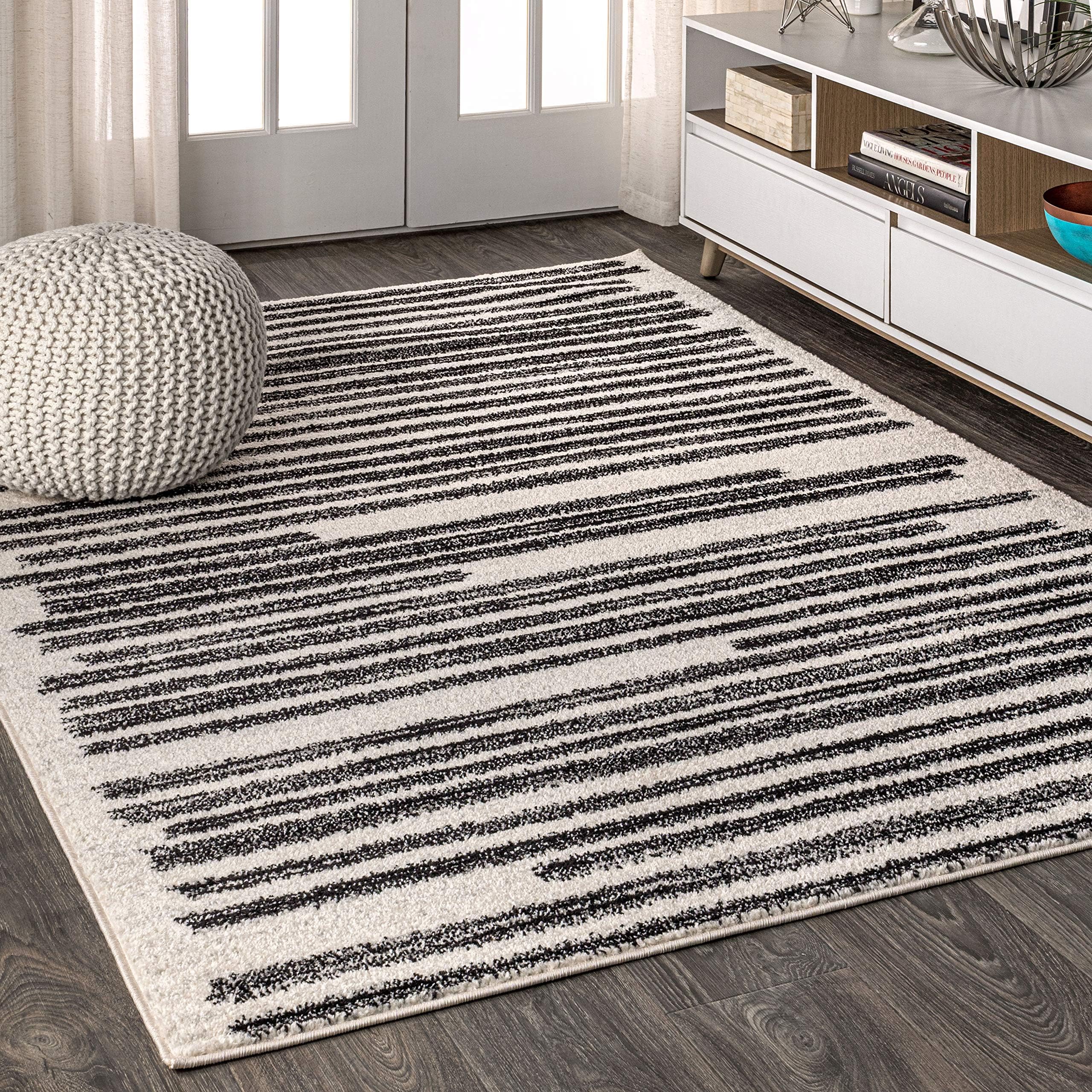 Amazon.com: YIHOUSE Black and White Area Rug 9x12, Modern Abstract ...