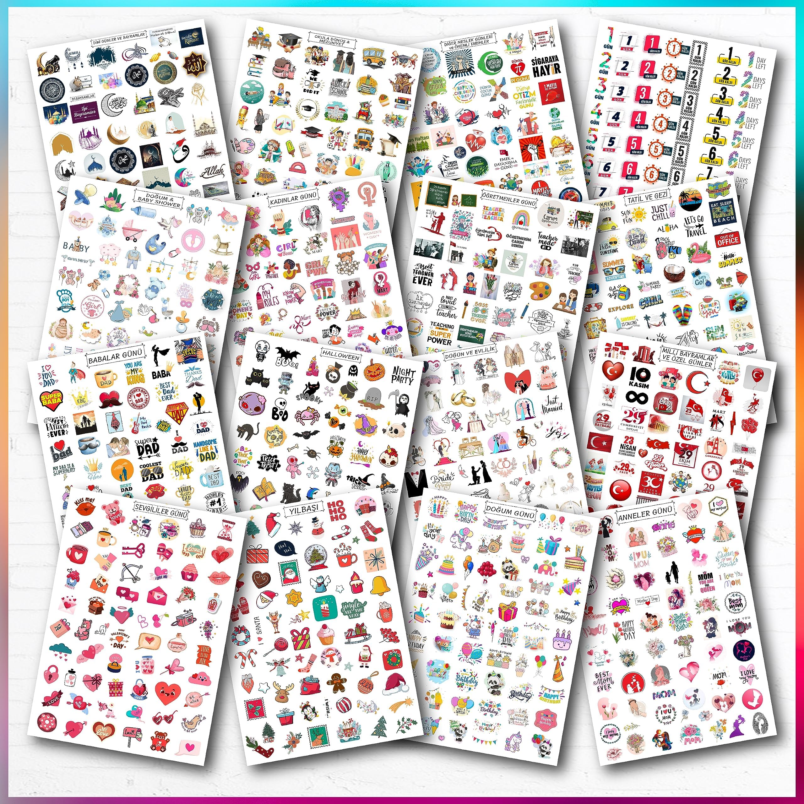 NeoPrint Sticker Seti 1000 Adet - Yılın Özel Günleri Konsepti Etiketler ...