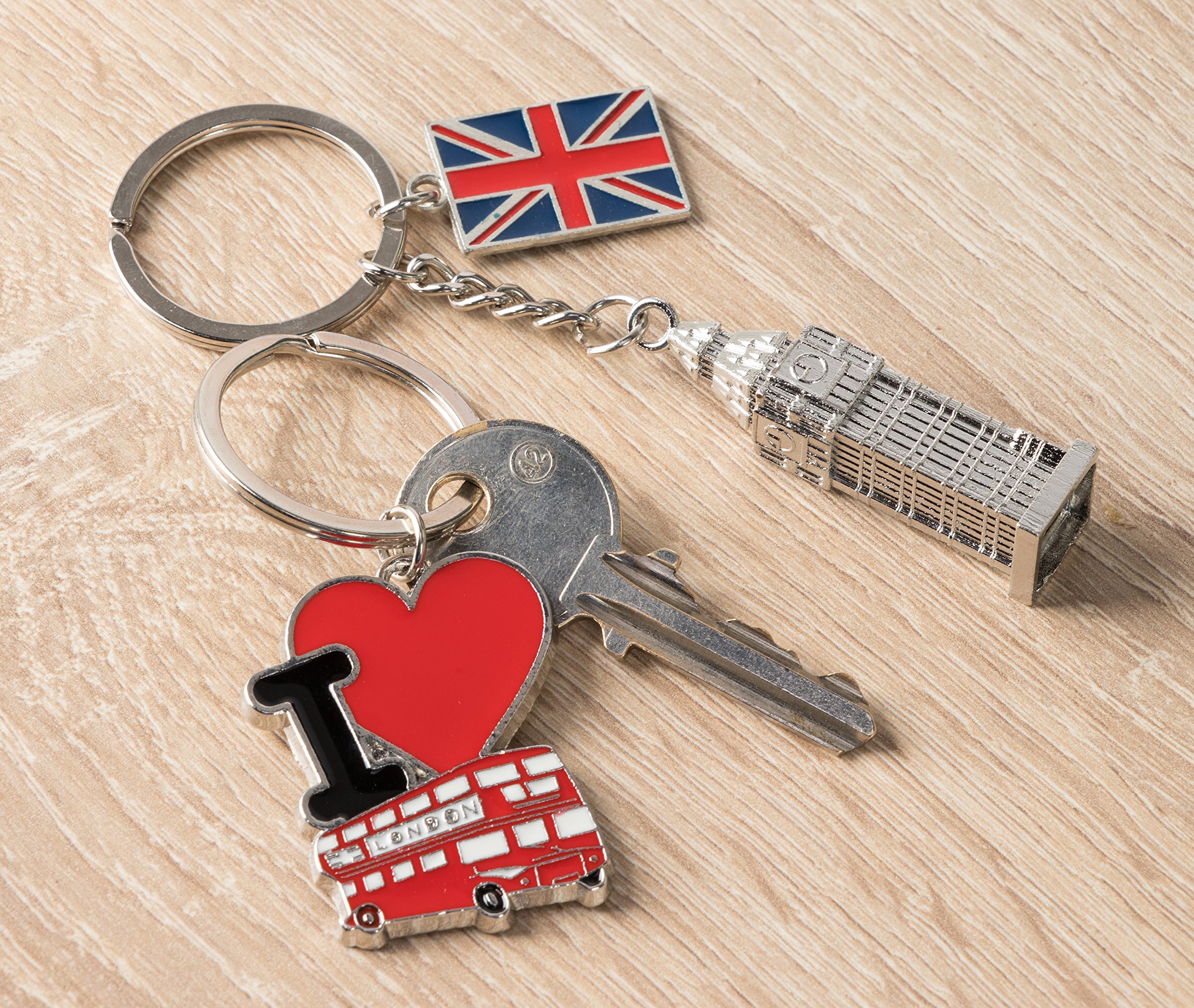 London Keychains - 6-Pack Souvenir Key Rings, 6 Assorted Designs ...