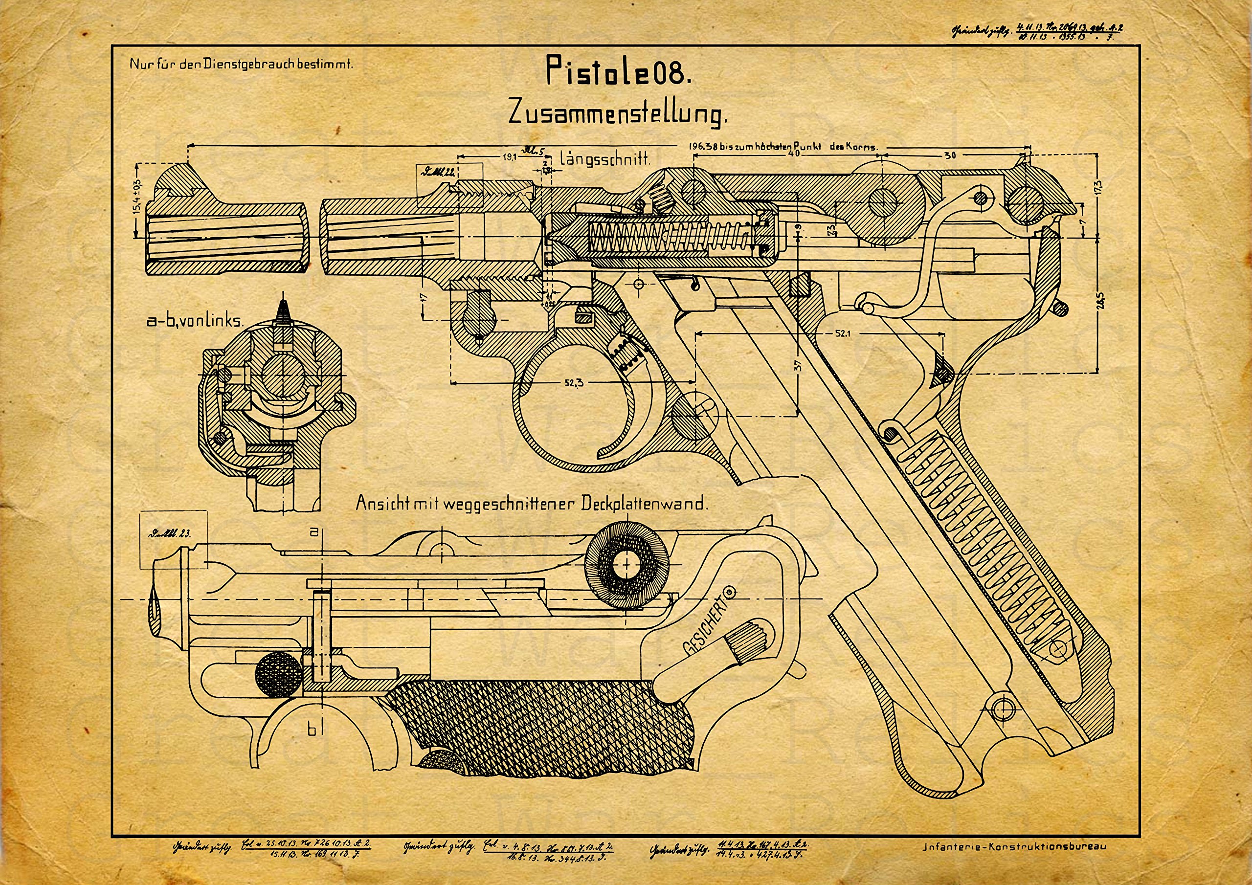 Buy UpCrafts Studio Design P08 Luger AKA Parabellum German Pistol ...