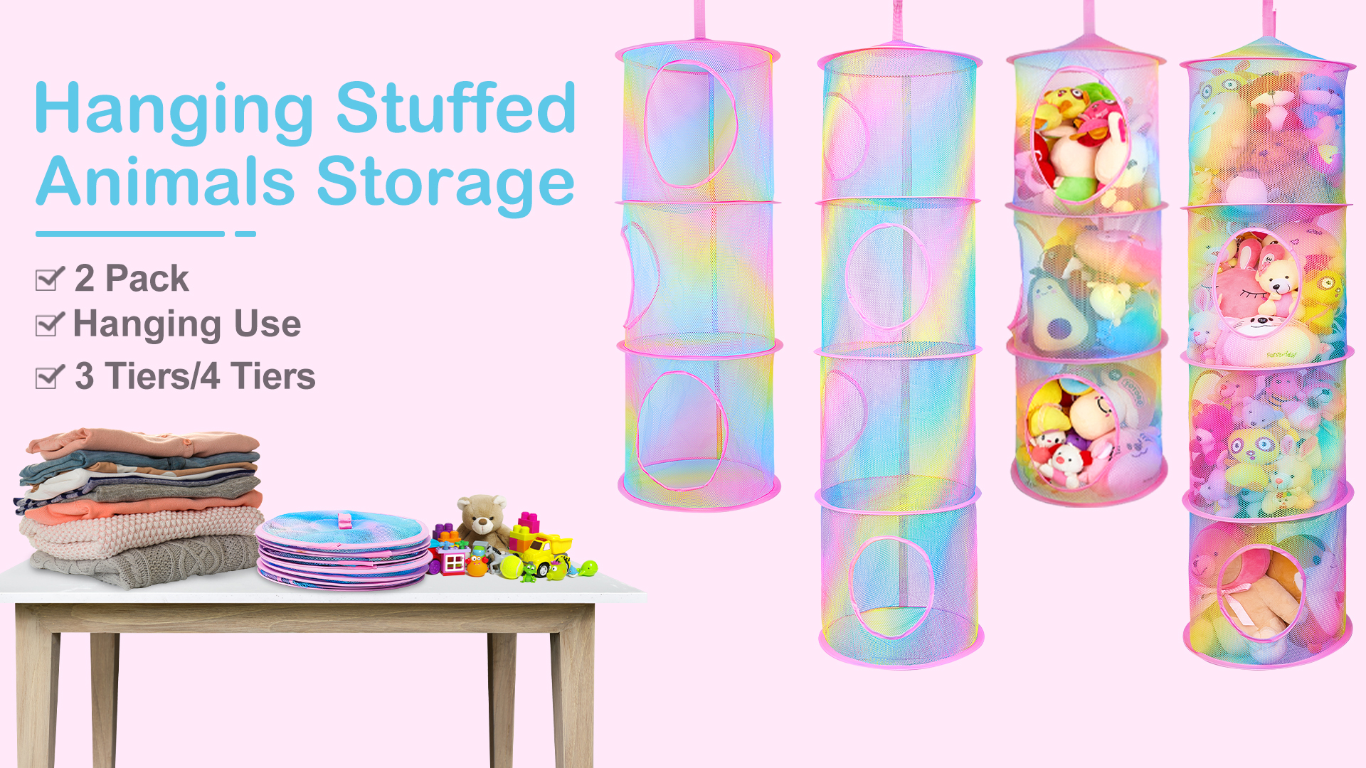 Watch 3 Tiers/4 Tiers Hanging Stuffed Animals Storage on Amazon Live