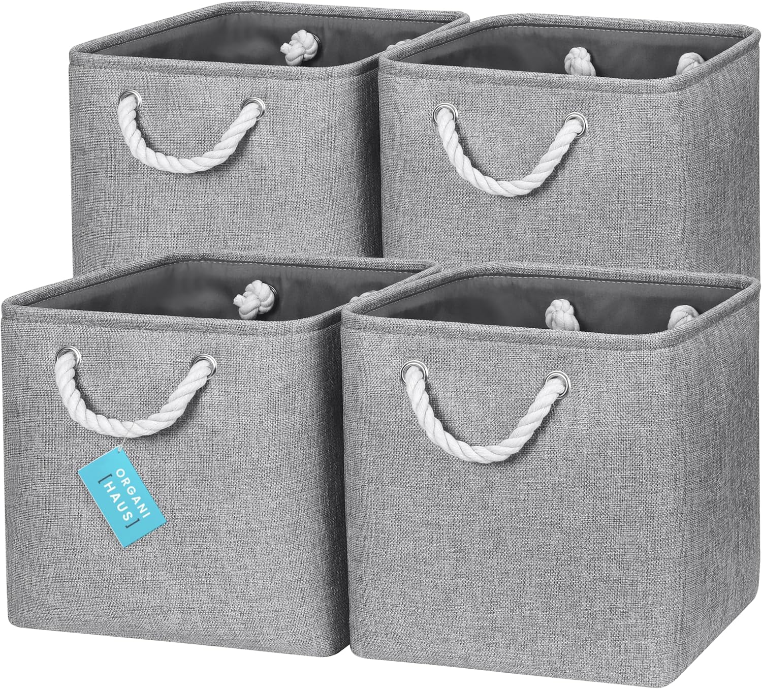 Amazon.com - OrganiHaus 11x11 Cube Storage Bins 4 Pack, Foldable Cube ...