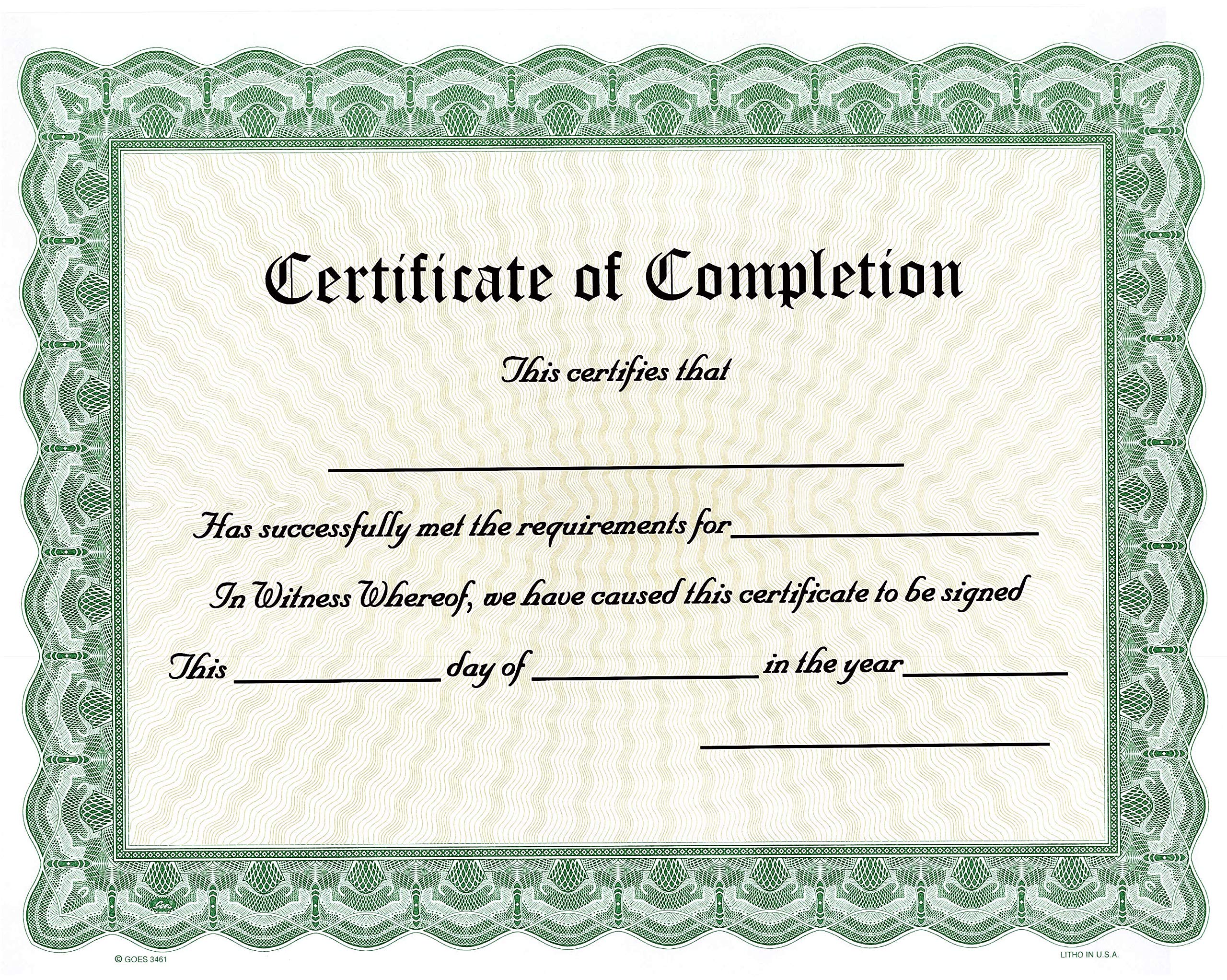 Certificate Of Training Completion Template