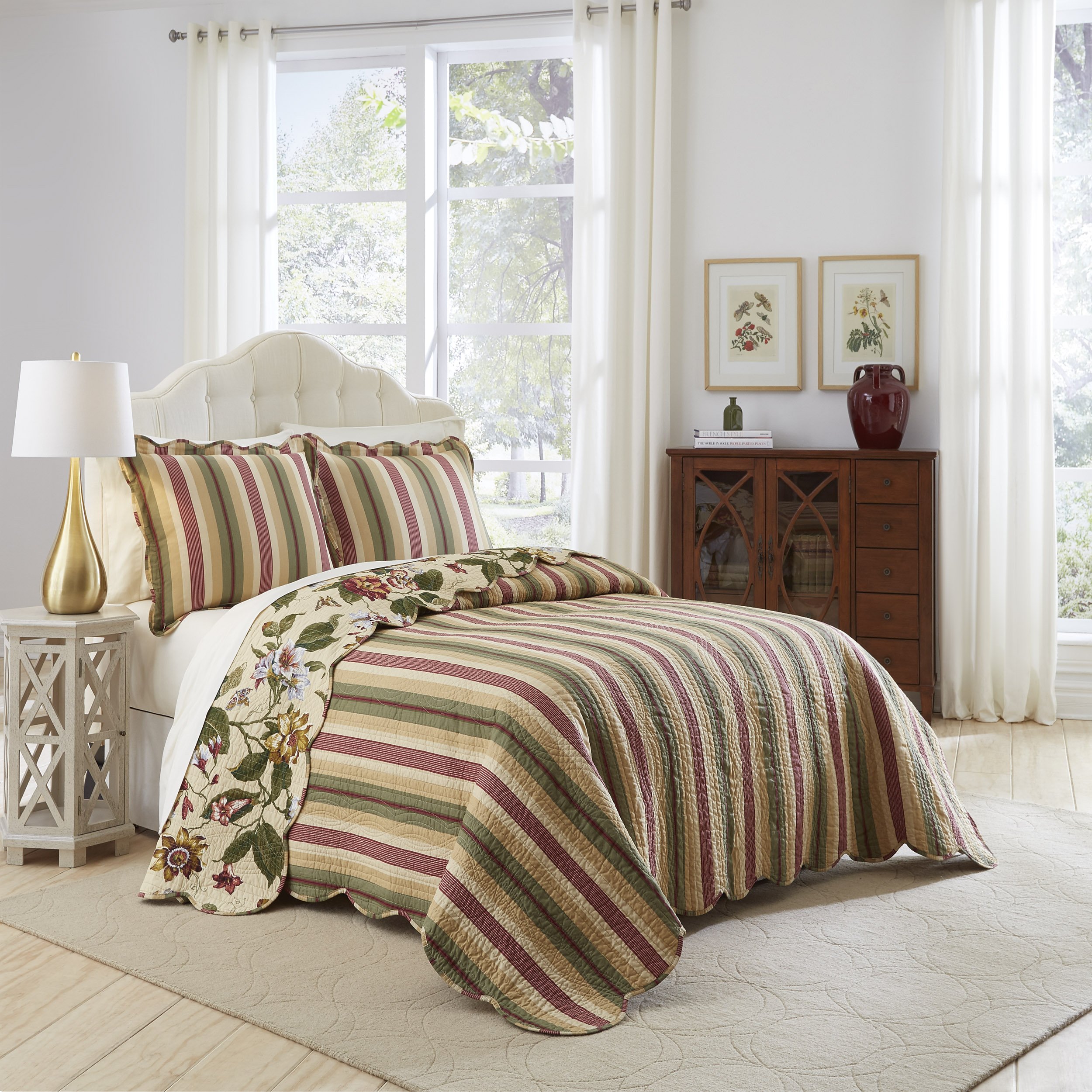 Waverly Laurel Springs Traditional Farmhouse Floral 3-Piece Reversible ...