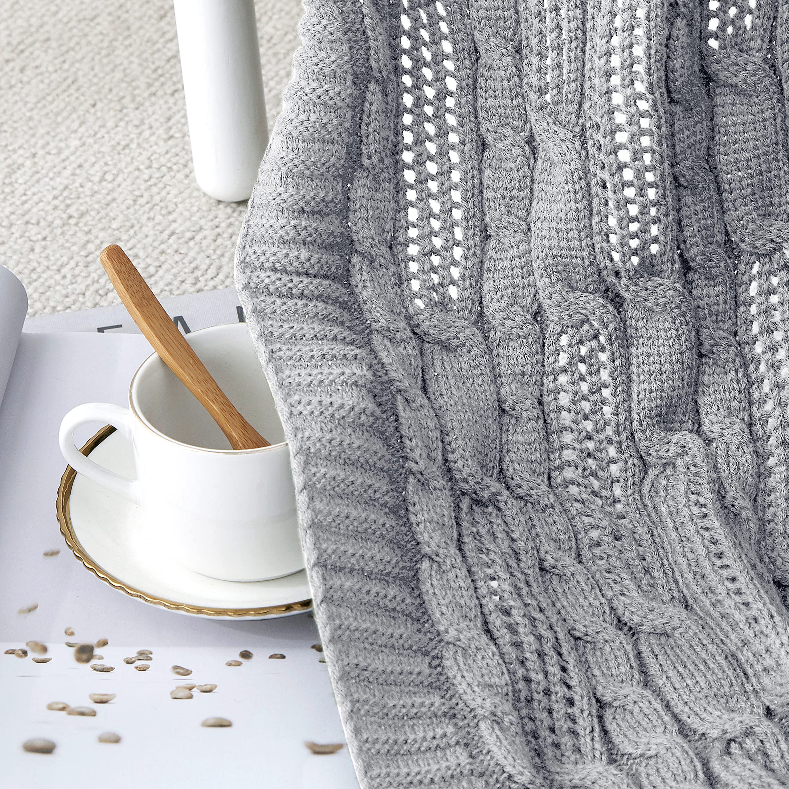 Snapklik.com : Cable Knit Throw Blankets 30 X 40 Inches, Soft Cozy And ...