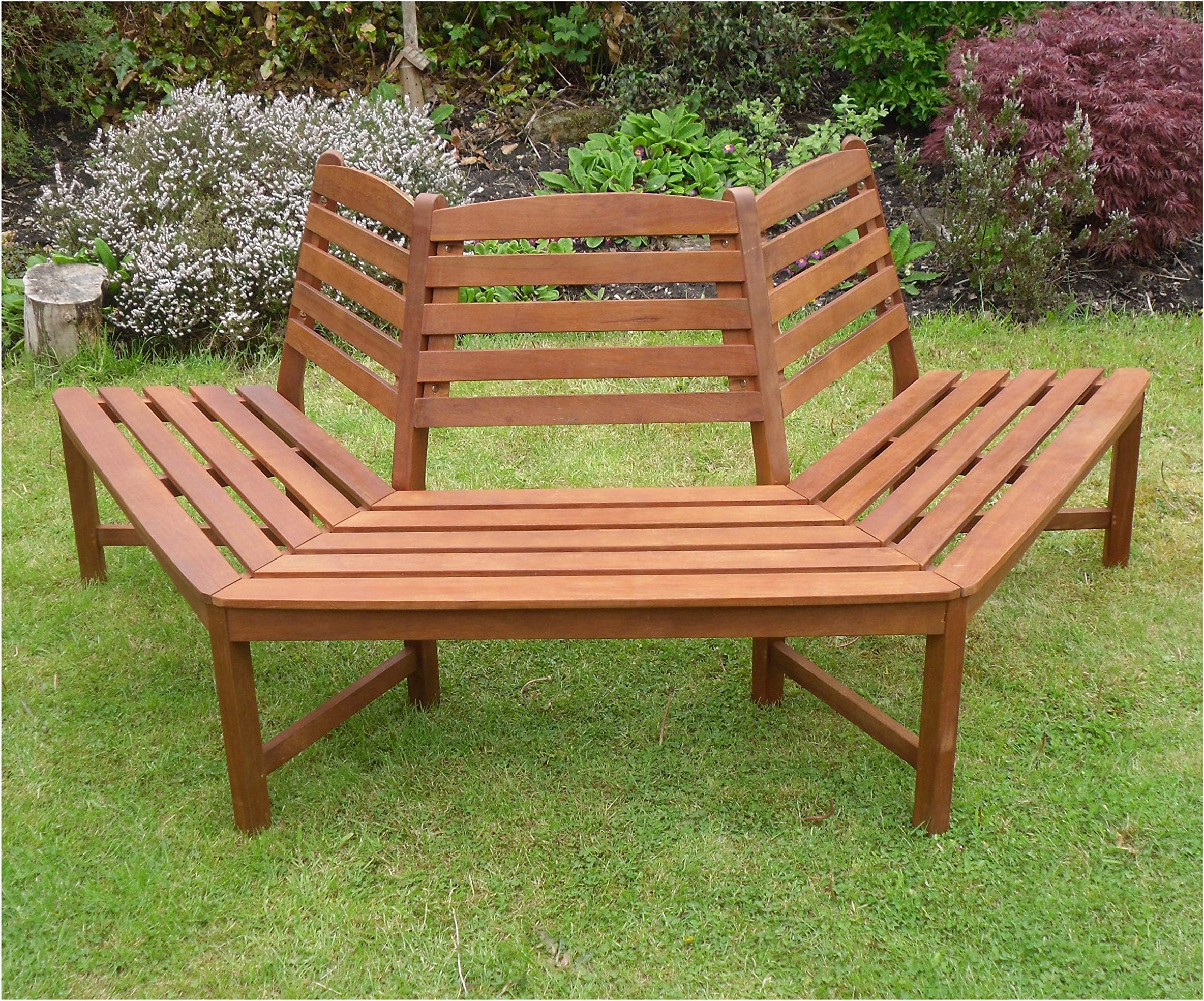 Outdoor Half Round Bench, Solid Wood Curved Benches, Semi Circle Wrap ...