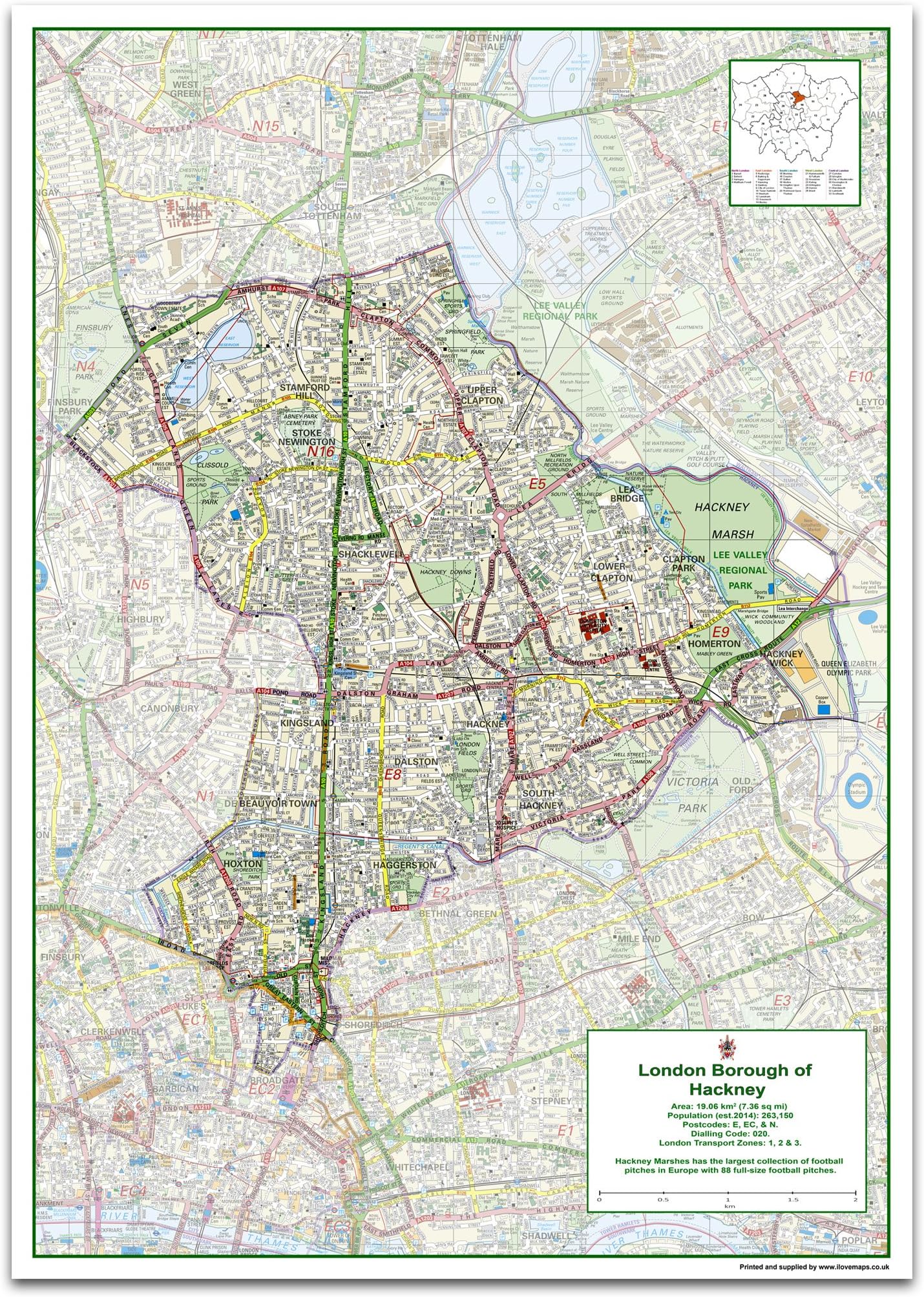 London Borough Map - Ealing - Size A0-84.1 x 118.9cm - Paper Laminated ...