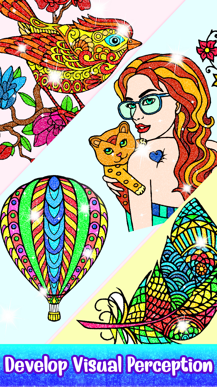 Glitter Color by Number - Grownups Coloring Book Pages:Amazon.co.uk ...