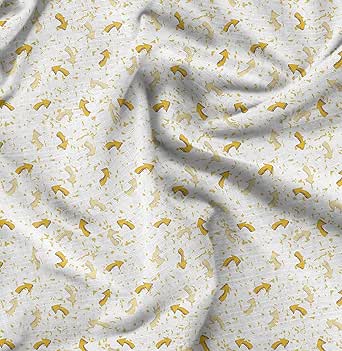 Soimoi White Cotton Poplin Fabric Abstract & Arrow Symbol Fabric Prints ...