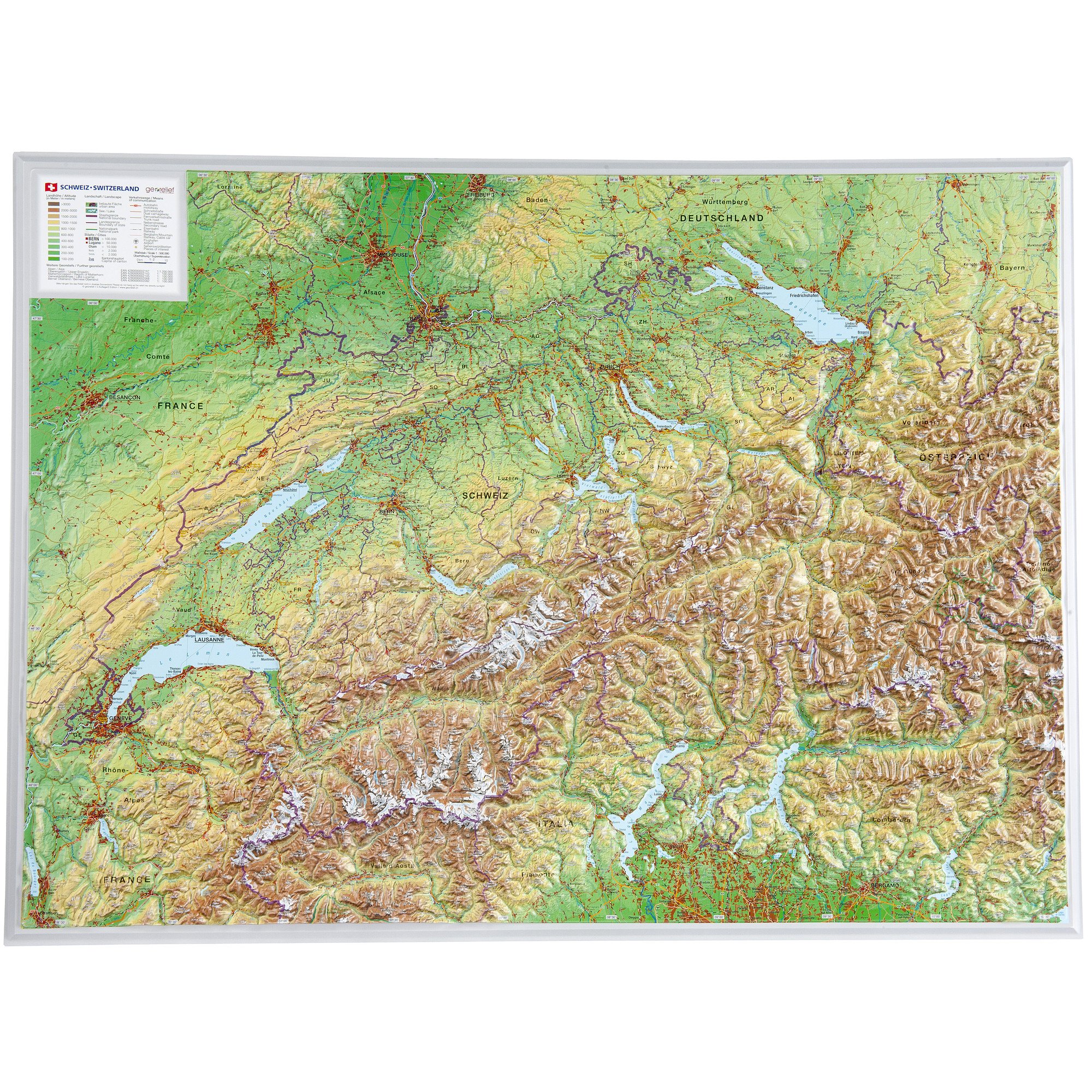 Switzerland relief wall map: Amazon.co.uk: Georelief: 4280000002280: Books