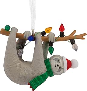 Amazon.com: Hallmark Festive Sloth on Tree Branch Christmas Ornament ...