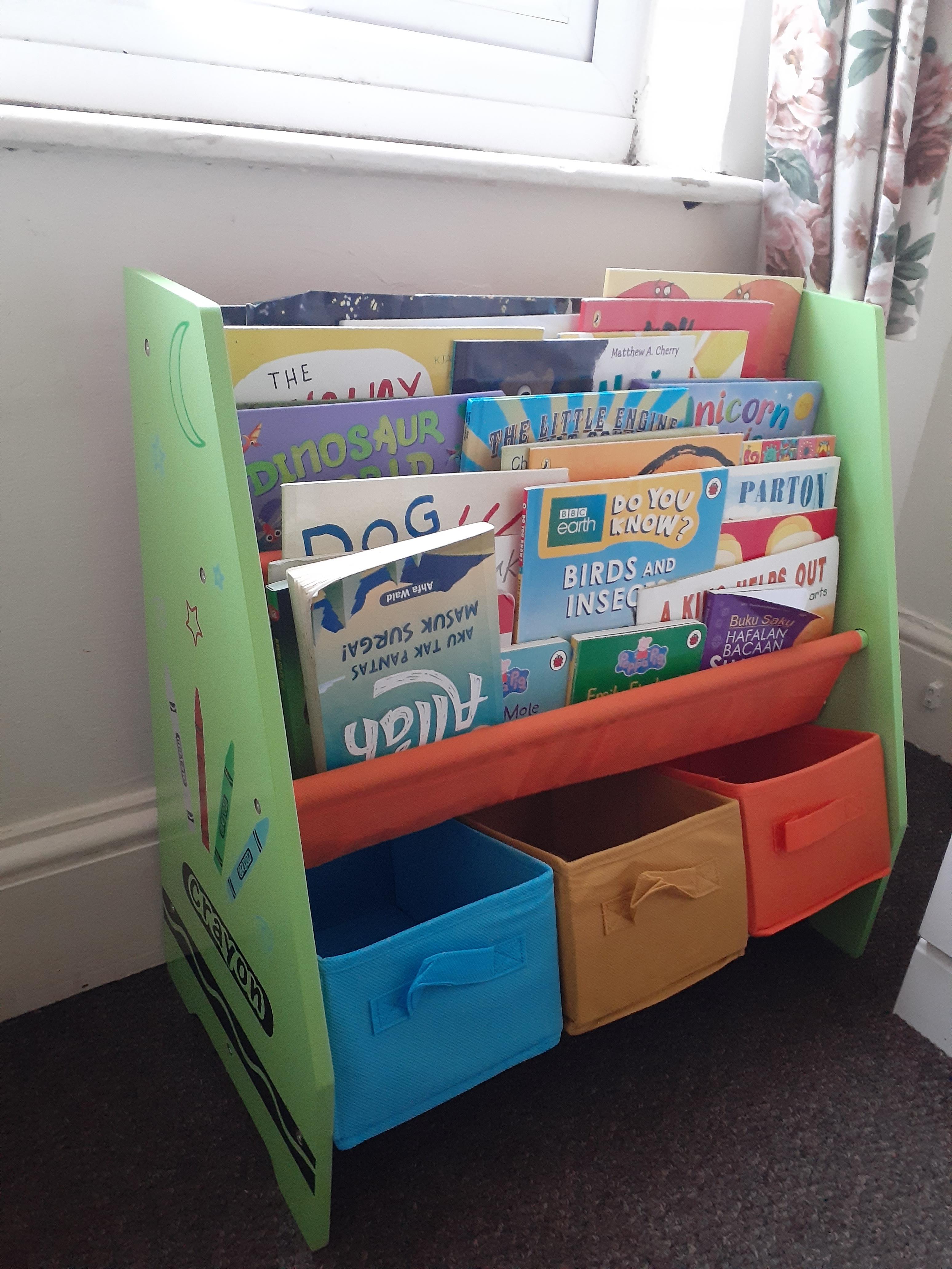 Kiddi Style Childrens Bookcase - Crayon Themed Kids Book Storage Unit ...