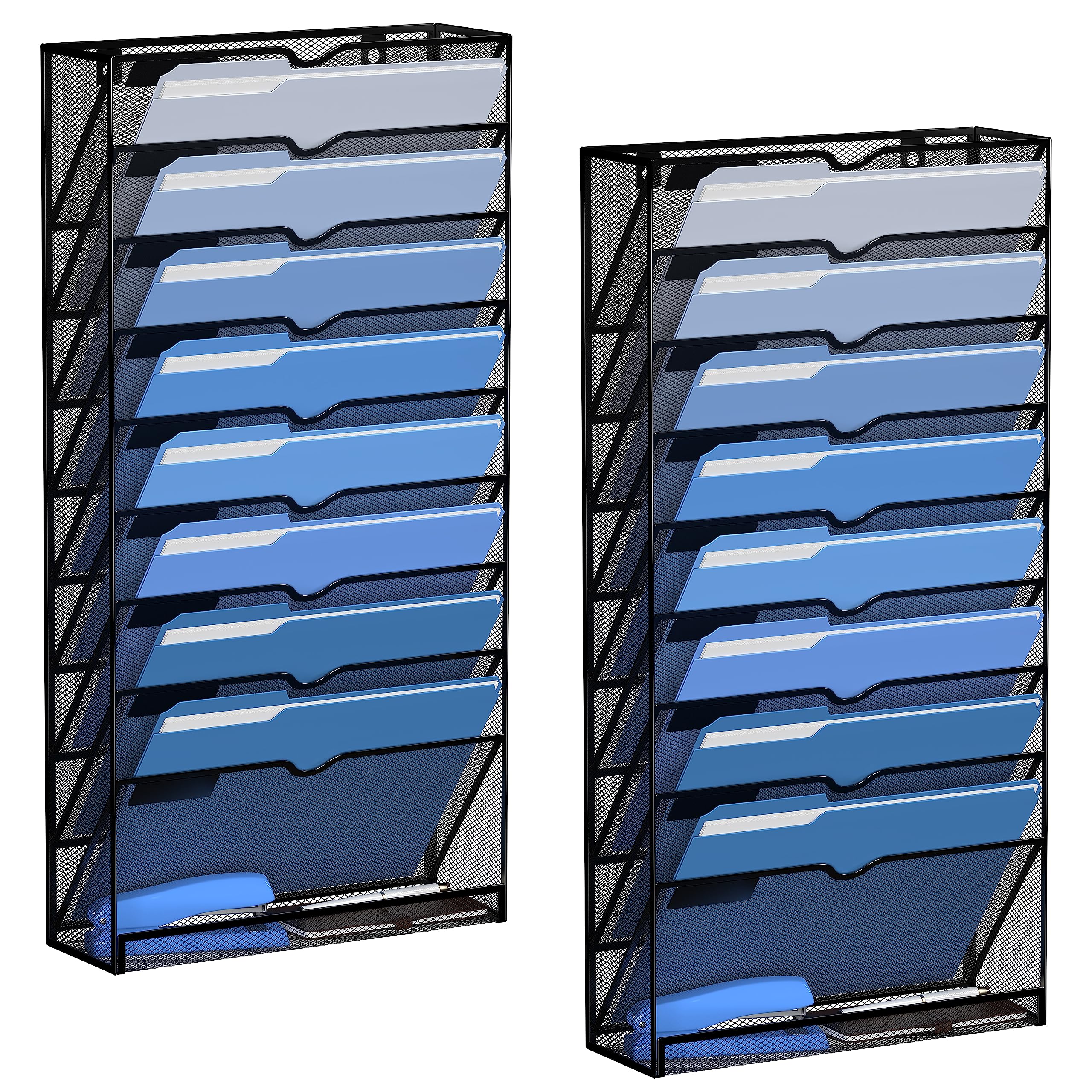 DALTACK Wall File Holder 10 Tier Hanging Wall File Organizer, for ...