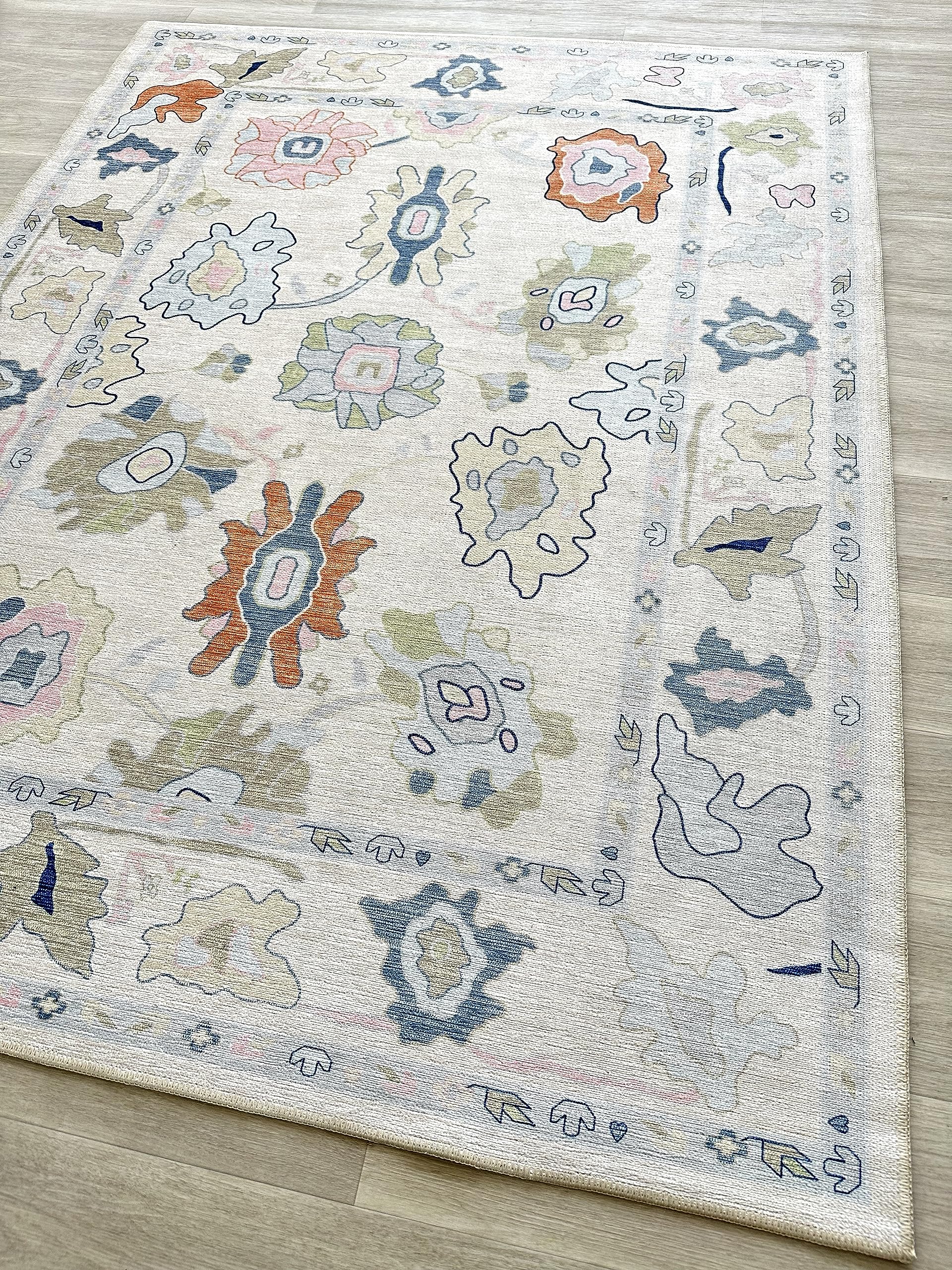 Amazon.com: Cream Oushak Rug, Modern, Vintage, Turkish, Eclectic ...