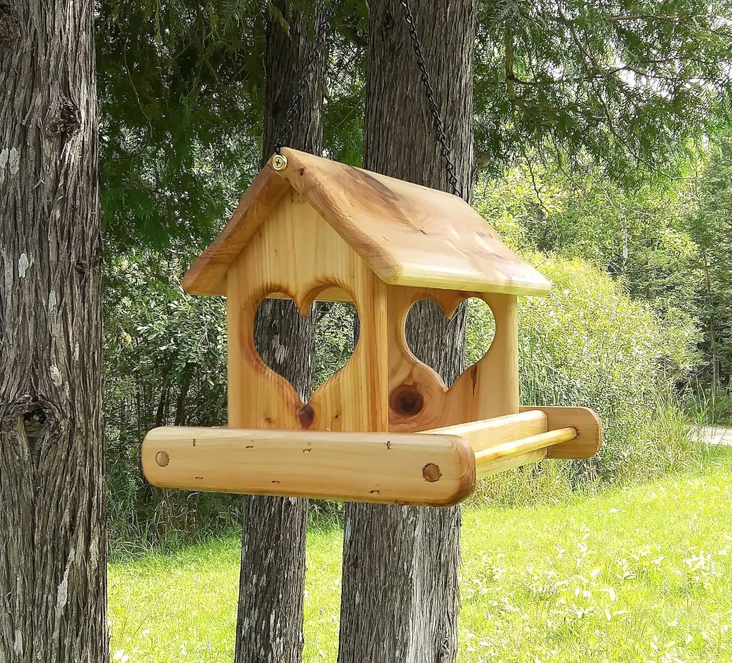 Amazon.com: Large Hanging Cedar Wood Fly Through Platform Bird or ...