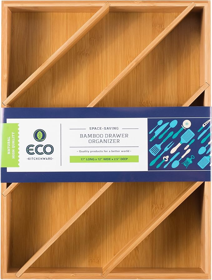 Amazon.com: Eco Kitchenware Diagonal Space Saving Bamboo Drawer and ...