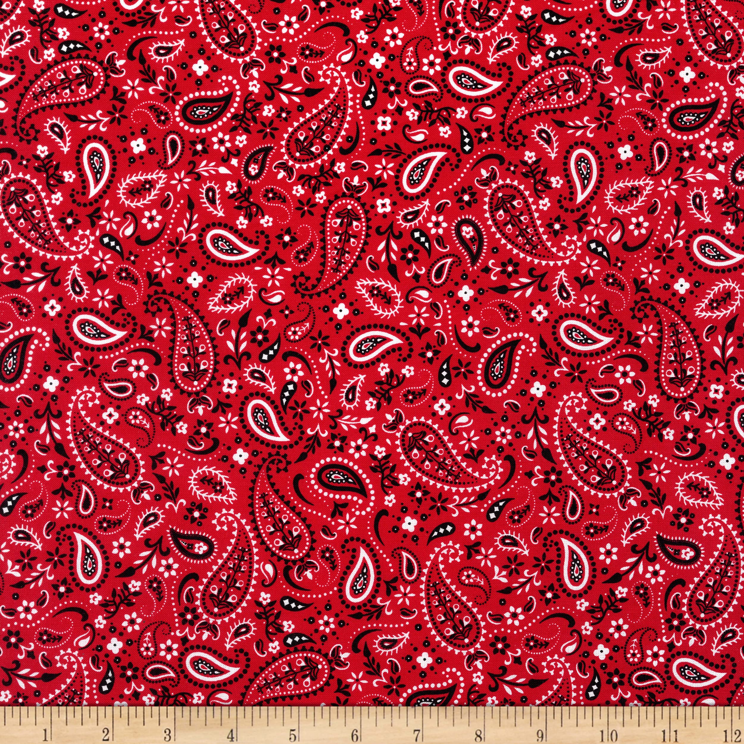Red Bandana Print Fabric