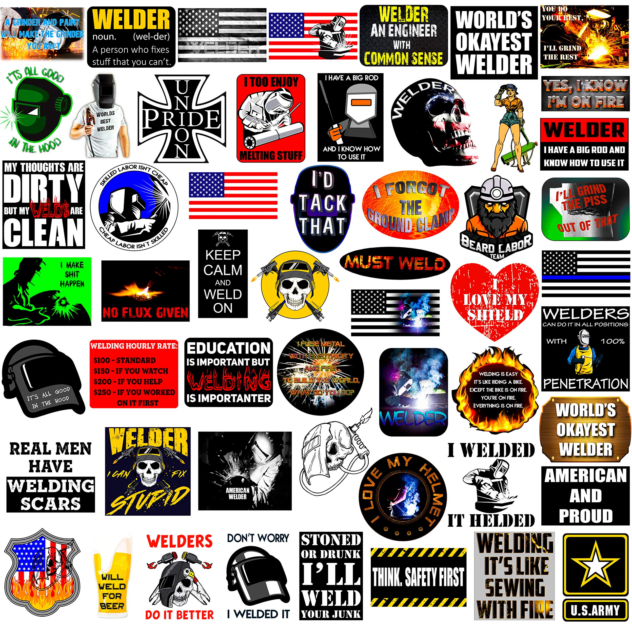 Welding Stickers 50+ MEGA PACK, Welders Stickers and Decals, Funny ...