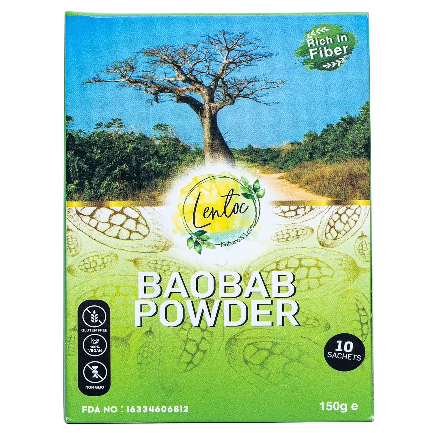 Amazon.com : Lentoc Raw Baobab Powder 5.2oz (150g) - Nutritious Super ...