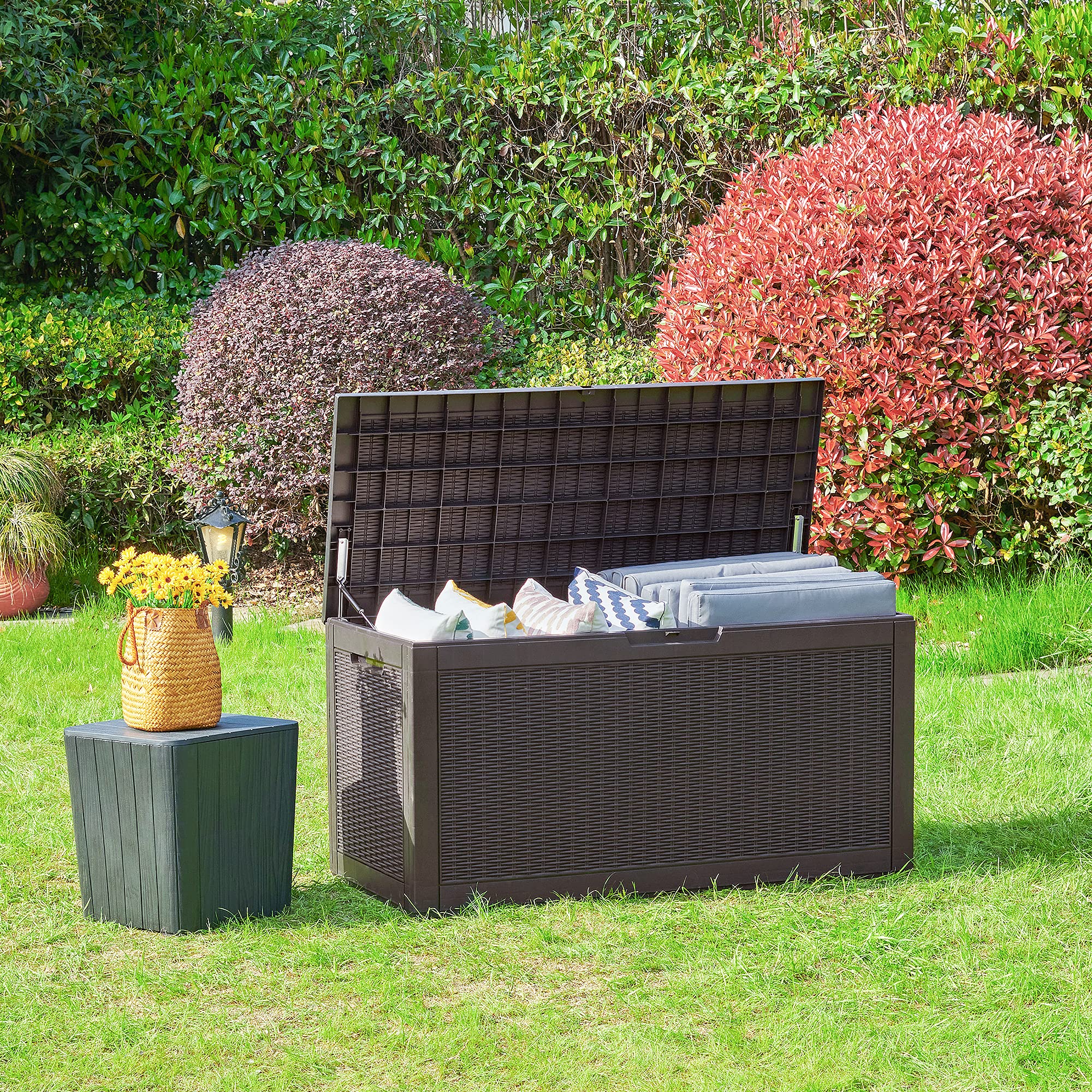 Snapklik.com : 100 Gallon Large Deck Box, Outdoor Resin Storage Boxes ...