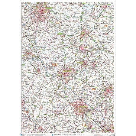 Northampton - NN - Postcode Wall Map - Paper : Amazon.co.uk: Stationery & Office Supplies