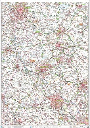 Northampton - NN - Postcode Wall Map - Paper : Amazon.co.uk: Stationery ...